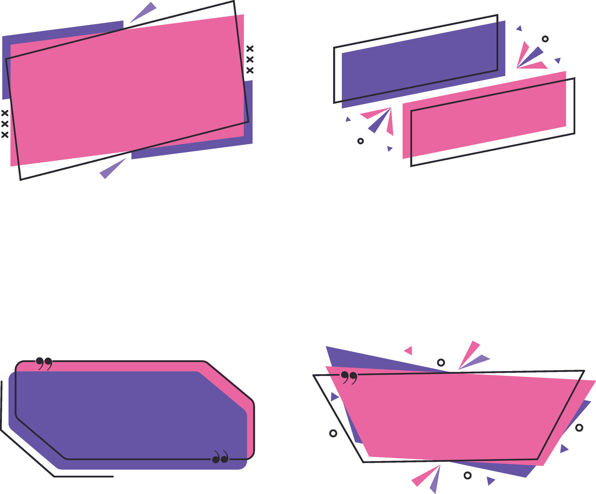 Modern Text Box With Different Shape. Geometric Design. Isolated Vector ...