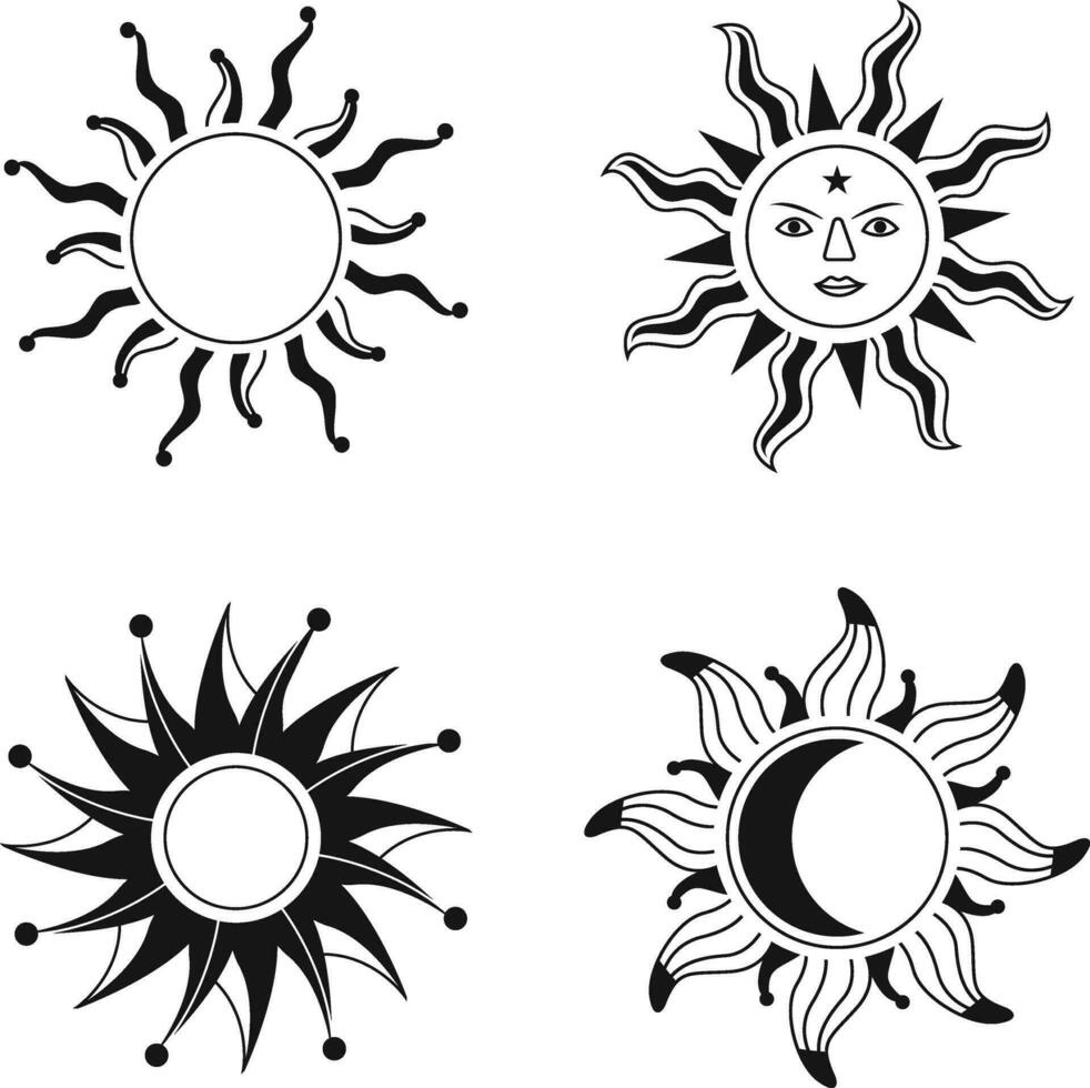 Celestial Sun Decoration Illustration Set. Flat Design. Isolated Vector. 34793495 Vector Art at ...