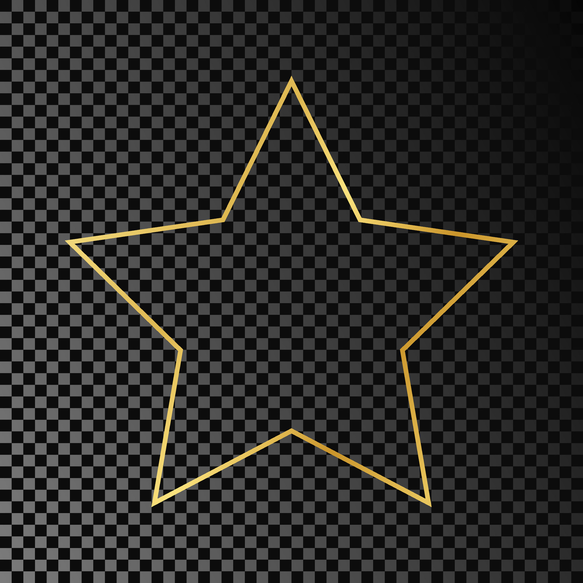Gold glowing star shape frame isolated on dark background. Shiny frame with glowing effects ...