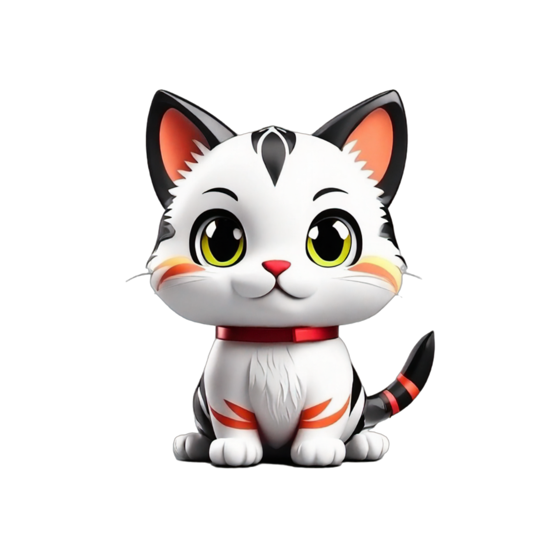Conjunto De Linda Blanco Pequeño Gatito O Gato Mínimo 3d Estilo Caracteres Aislado En