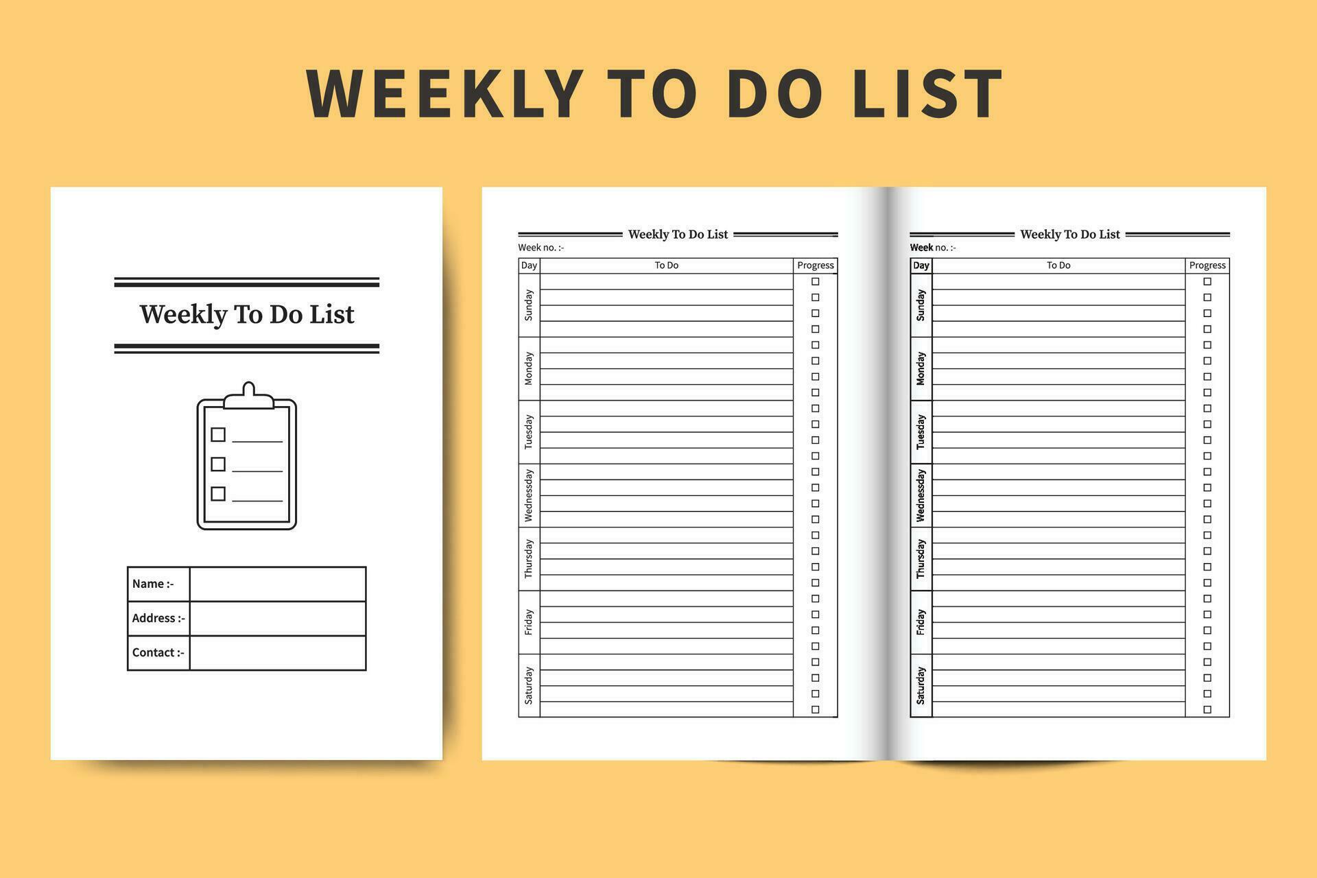 Weekly to do list notebook and task tracker vector. Task organizer and ...