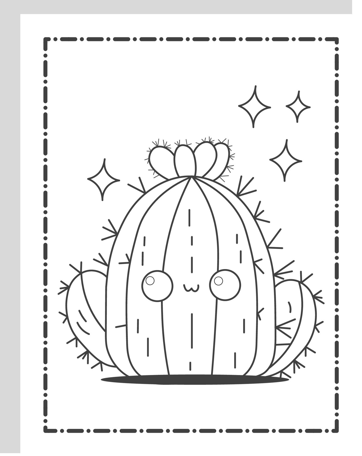 Cute Kawaii Cactus Coloring Pages 34807756 Vector Art At Vecteezy
