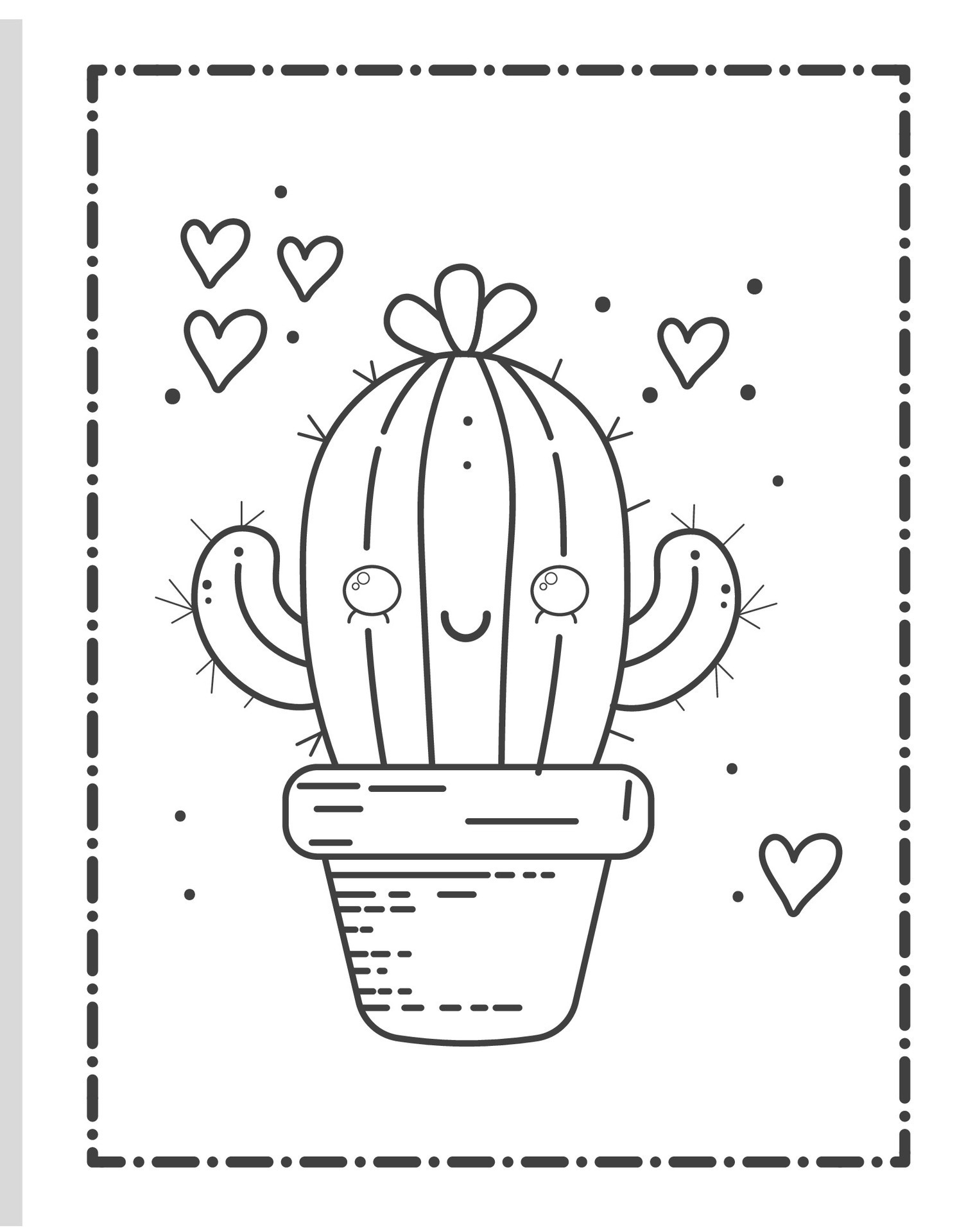 Cute Kawaii Cactus Coloring Pages 34807779 Vector Art At Vecteezy