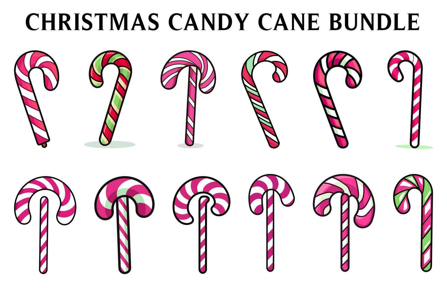 Christmas Candy Cane Clipart Bundle, Christmas Candy Cane Vector ...