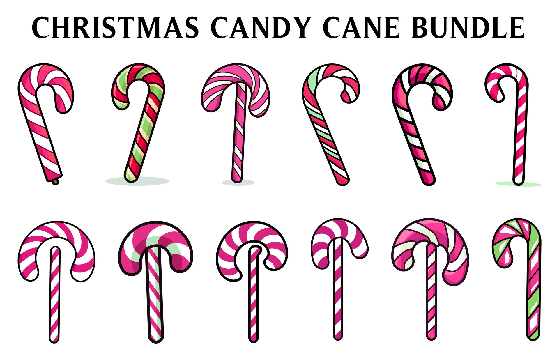 Christmas Candy Cane Clipart Bundle, Christmas Candy Cane Vector ...