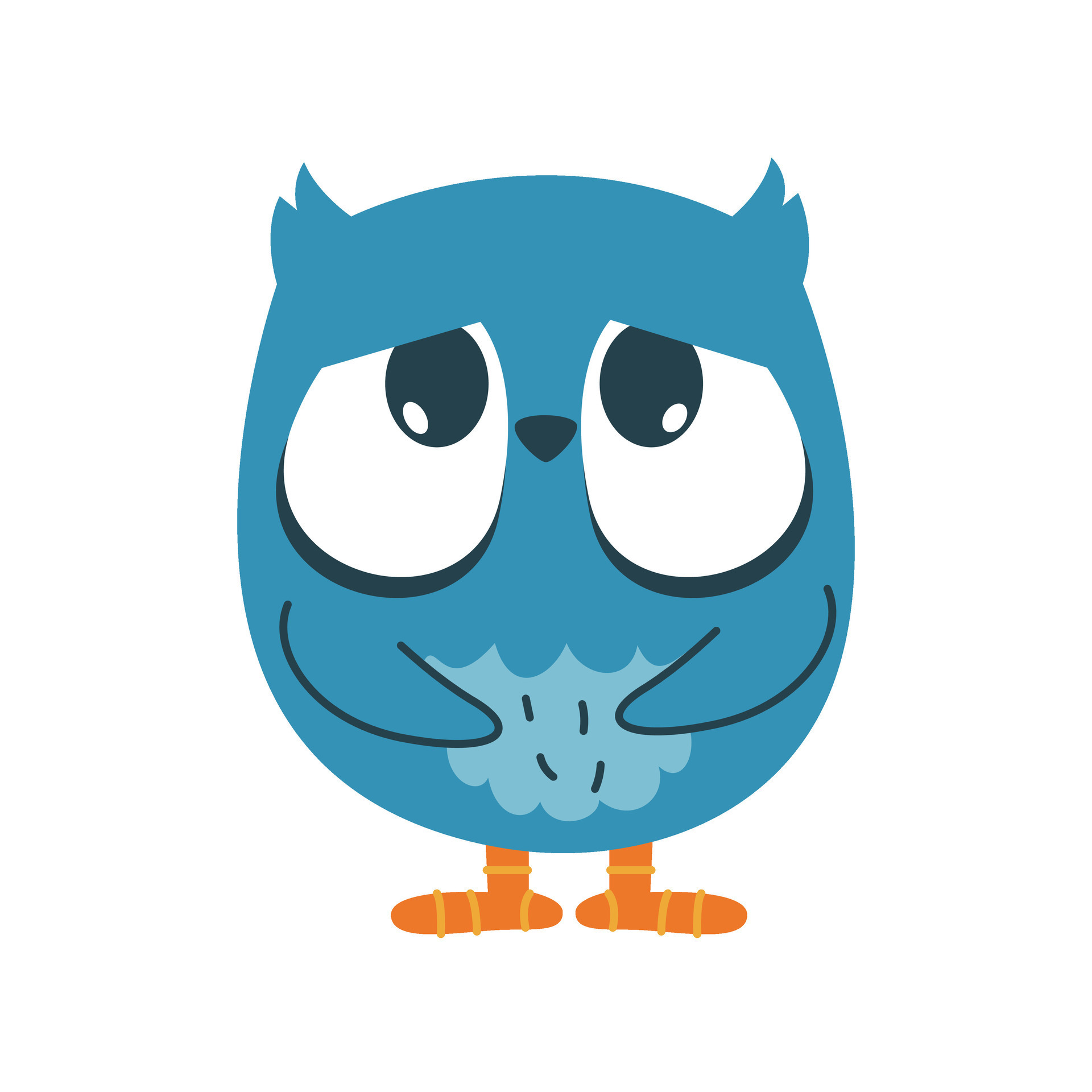 Funny cute sad owl, shy bird. Vector icon, sticker 34813447 Vector Art at Vecteezy