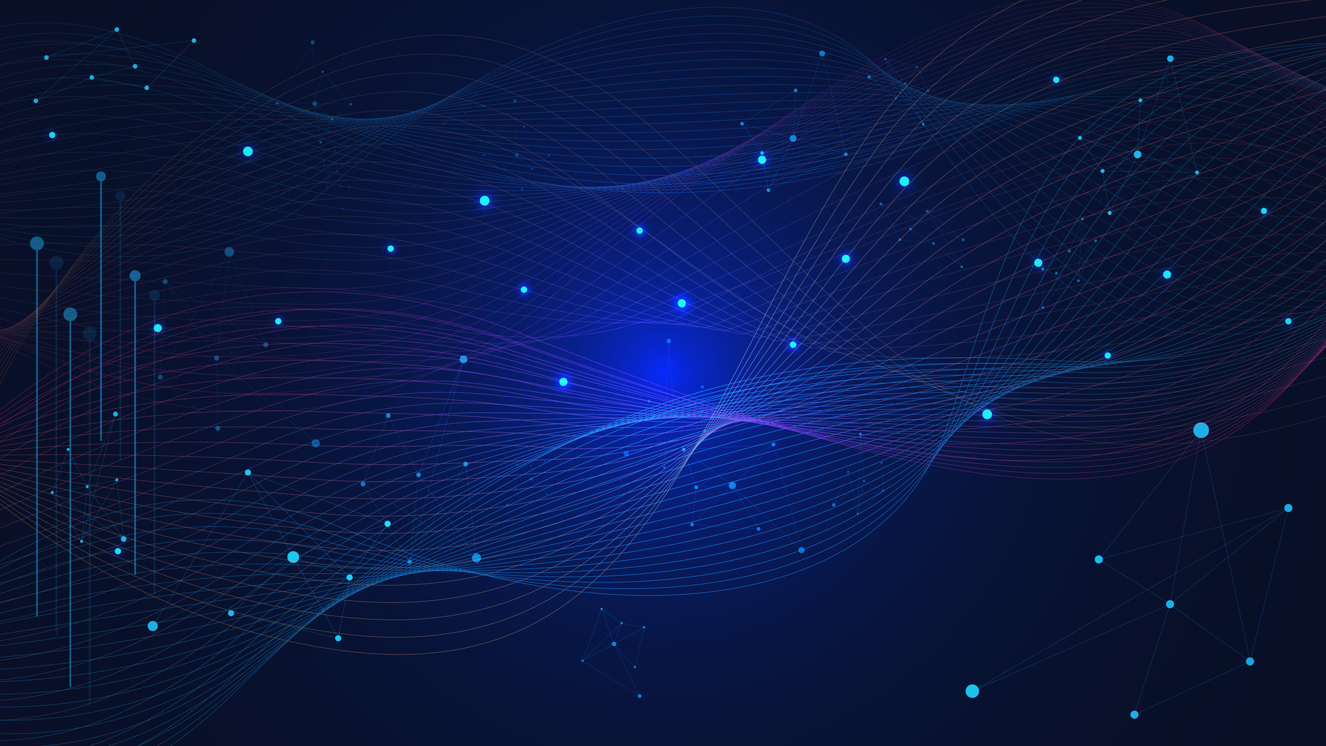 Abstract Glowing Particles With Molecular Structure And Wave Flow Network Connection Chemistry