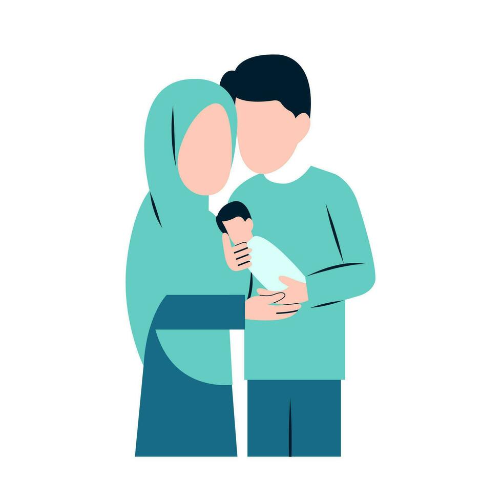 Muslim Parents With Newborn Baby 34816092 Vector Art at Vecteezy