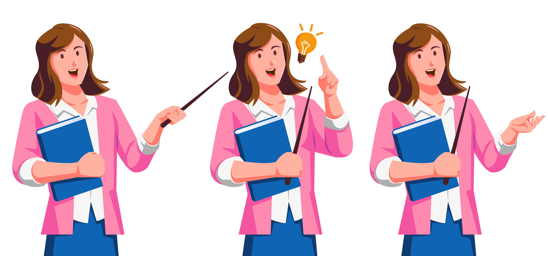 illustration of a female teacher carrying a book 34816723 Vector Art at ...