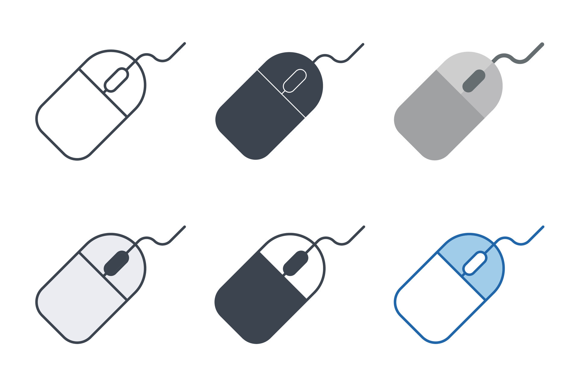 Computer Mouse Icon Collection With Different Styles Mouse Icon Symbol Vector Illustration
