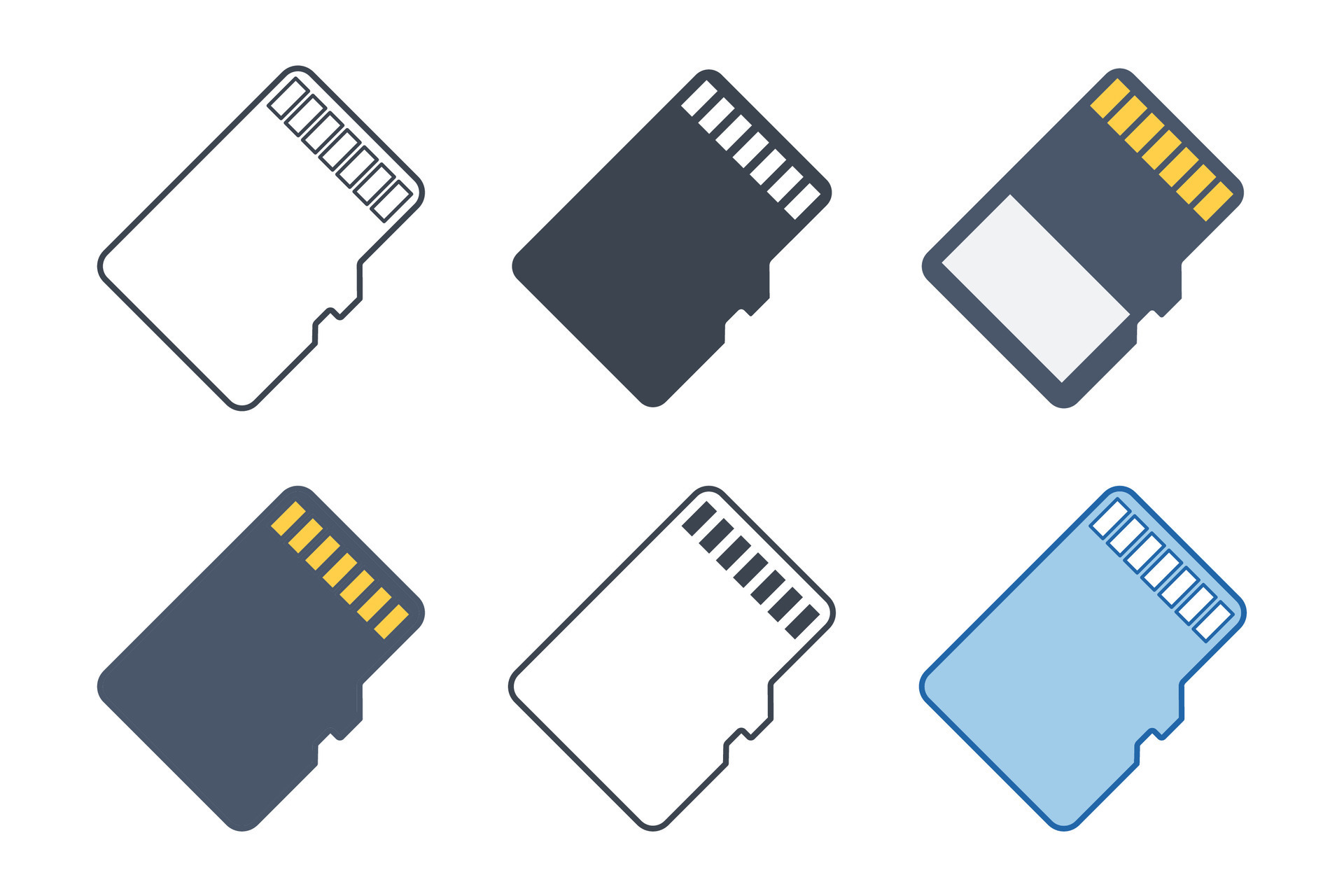 memoria tarjeta icono colección con diferente estilos. micro Dakota del Sur icono símbolo vector ...