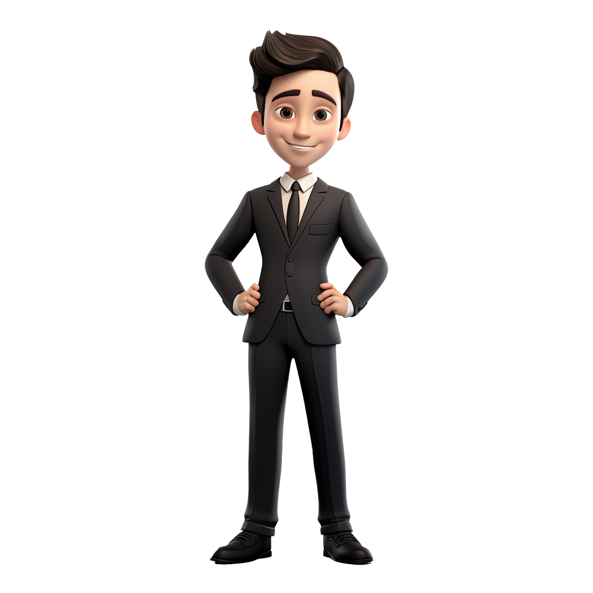 Ai Generated 3d Cute Cartoon Businessman Character In Black Suit On