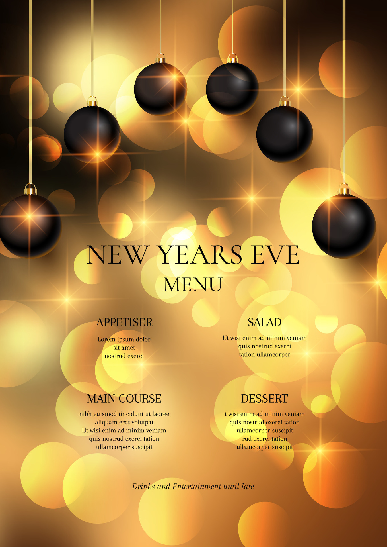elegant New Years Eve menu design 34825208 Vector Art at Vecteezy