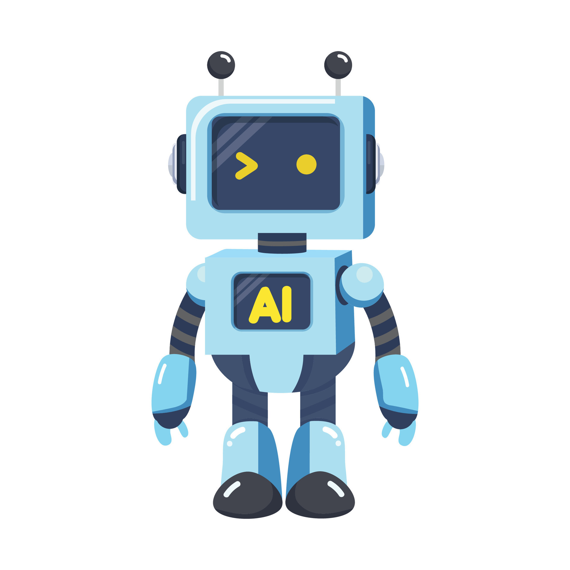 Cute blue robot cartoon flat 34825215 Vector Art at Vecteezy