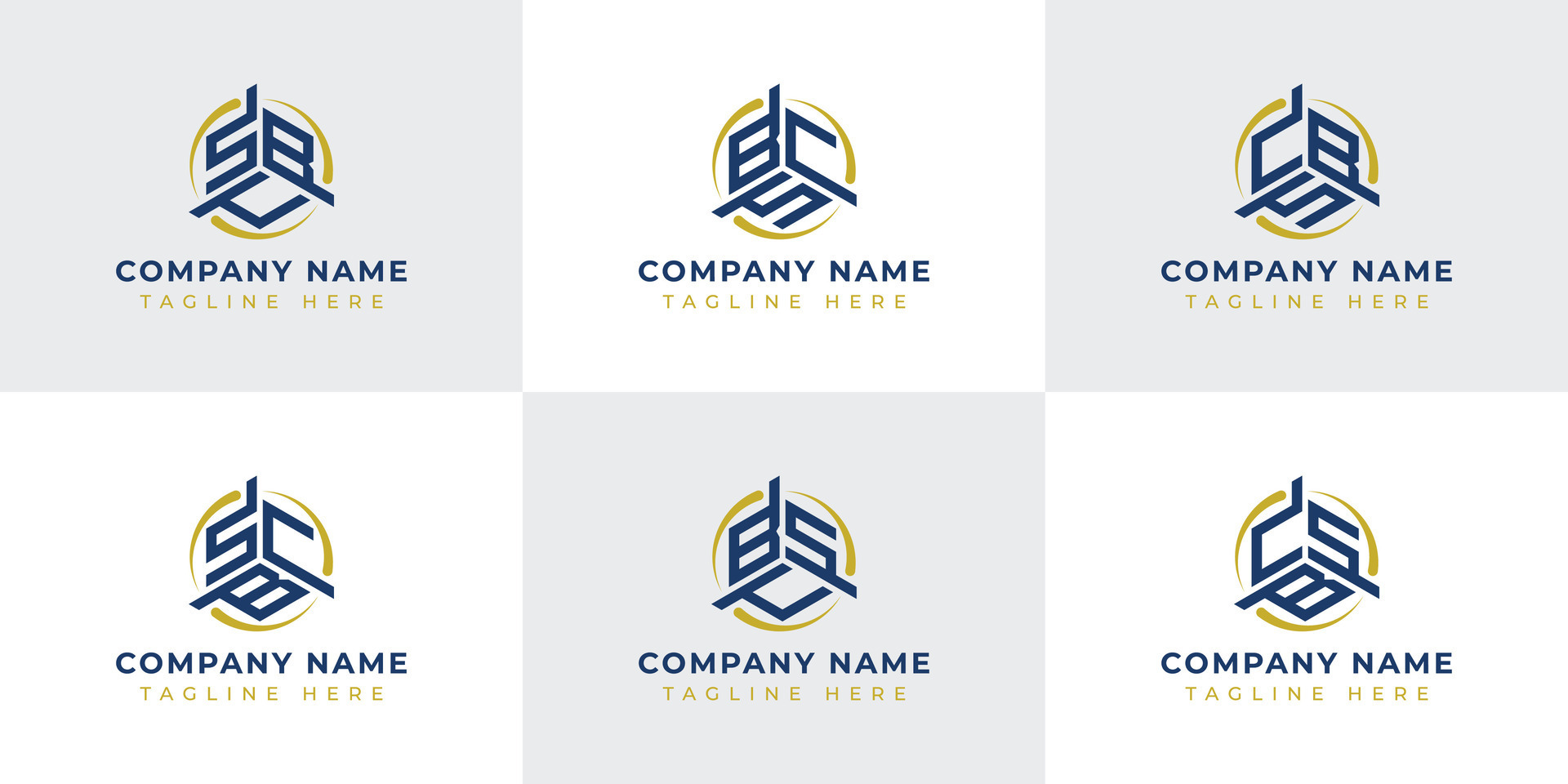 Letter Sbc Scb Bsc Bcs Csb Cbs Hexagonal Technology Logo Set 7919