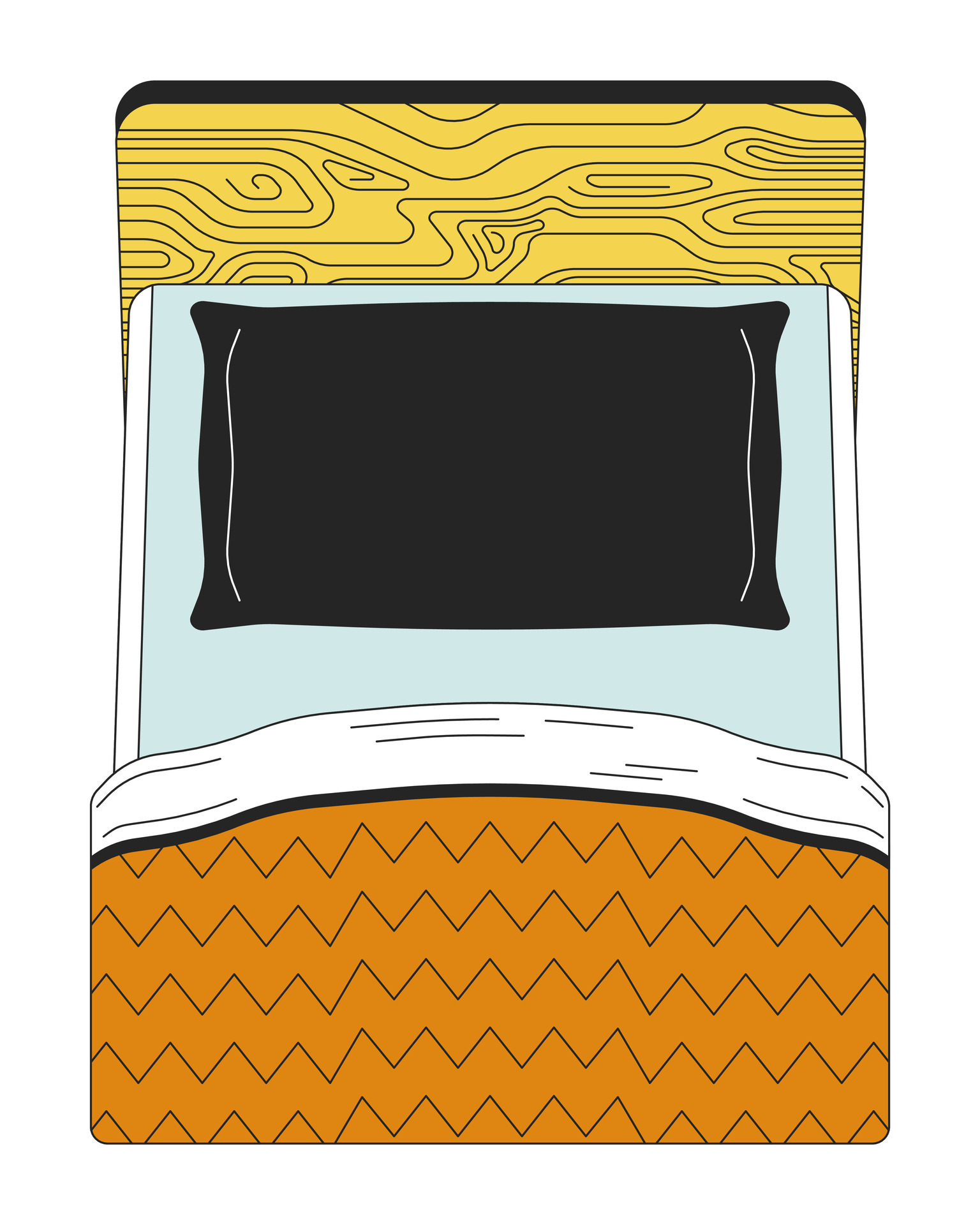Pillow Bed Top View 2d Linear Cartoon Object 34827237 Vector Art At