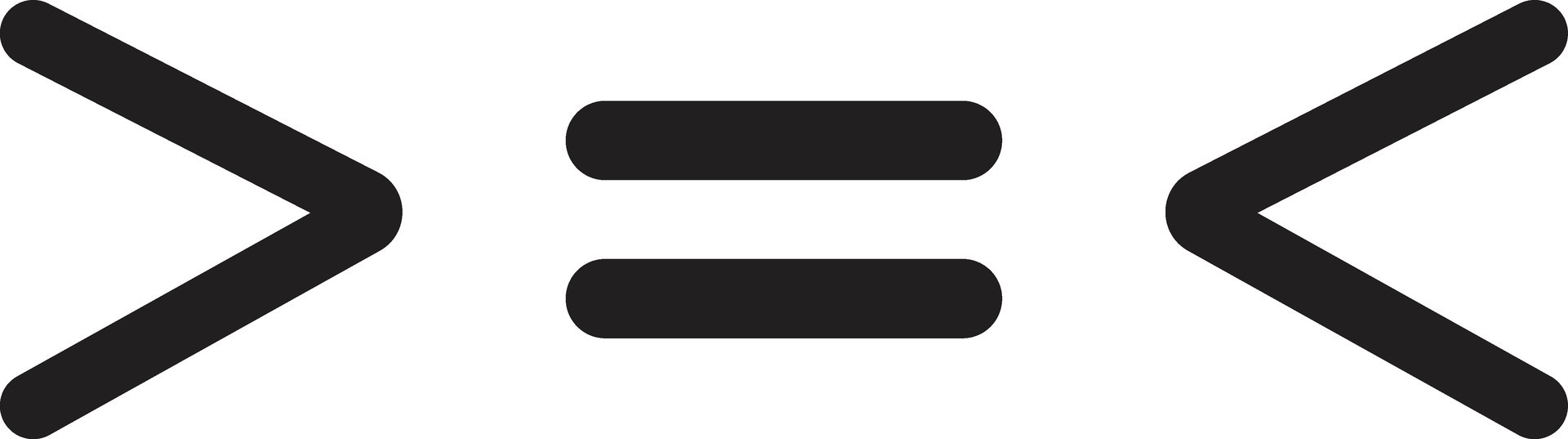 Less than, greater than and equal icon set vector isolated on white ...