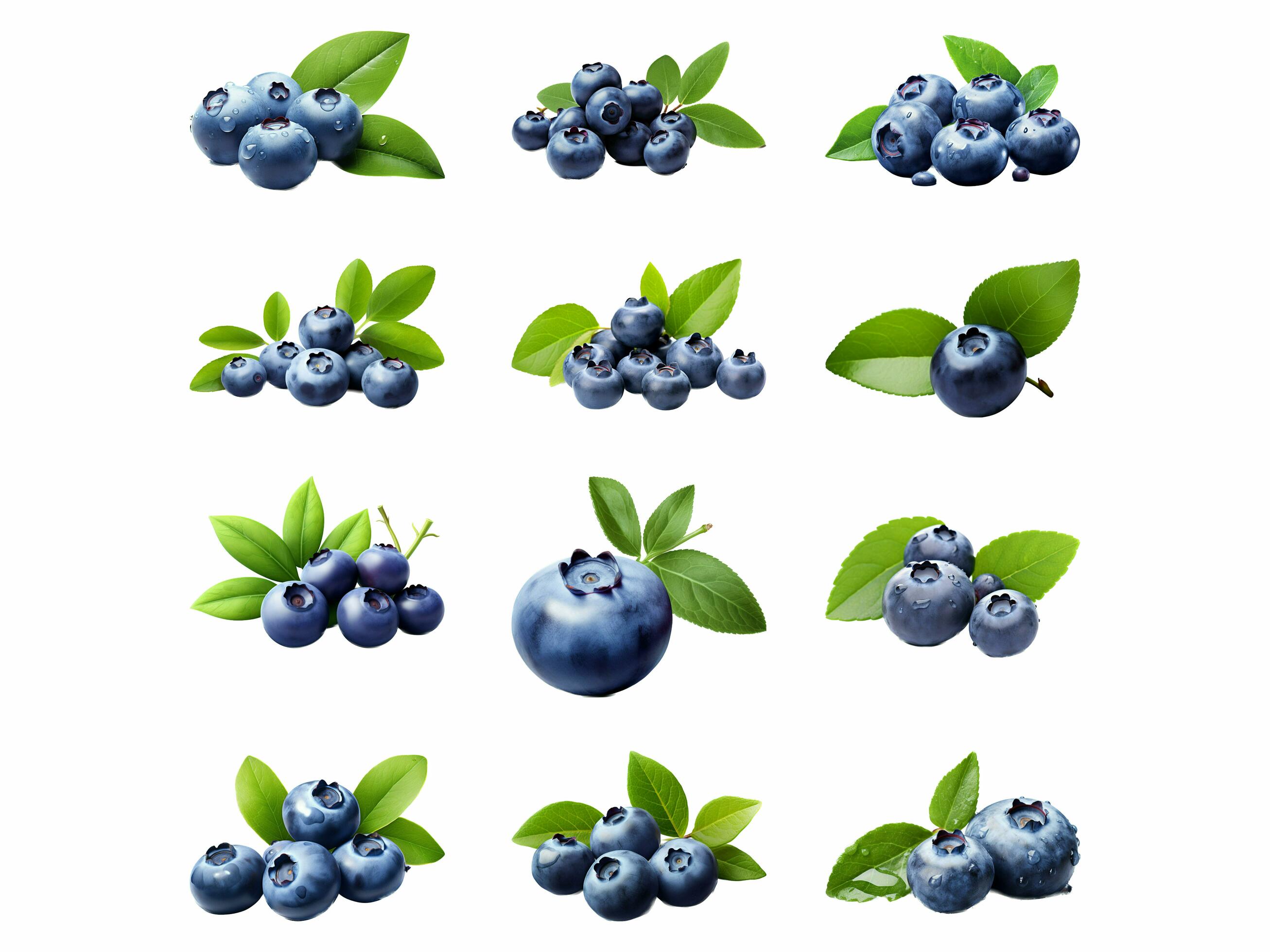 Blueberry collection isolated on white background with AI generated ...
