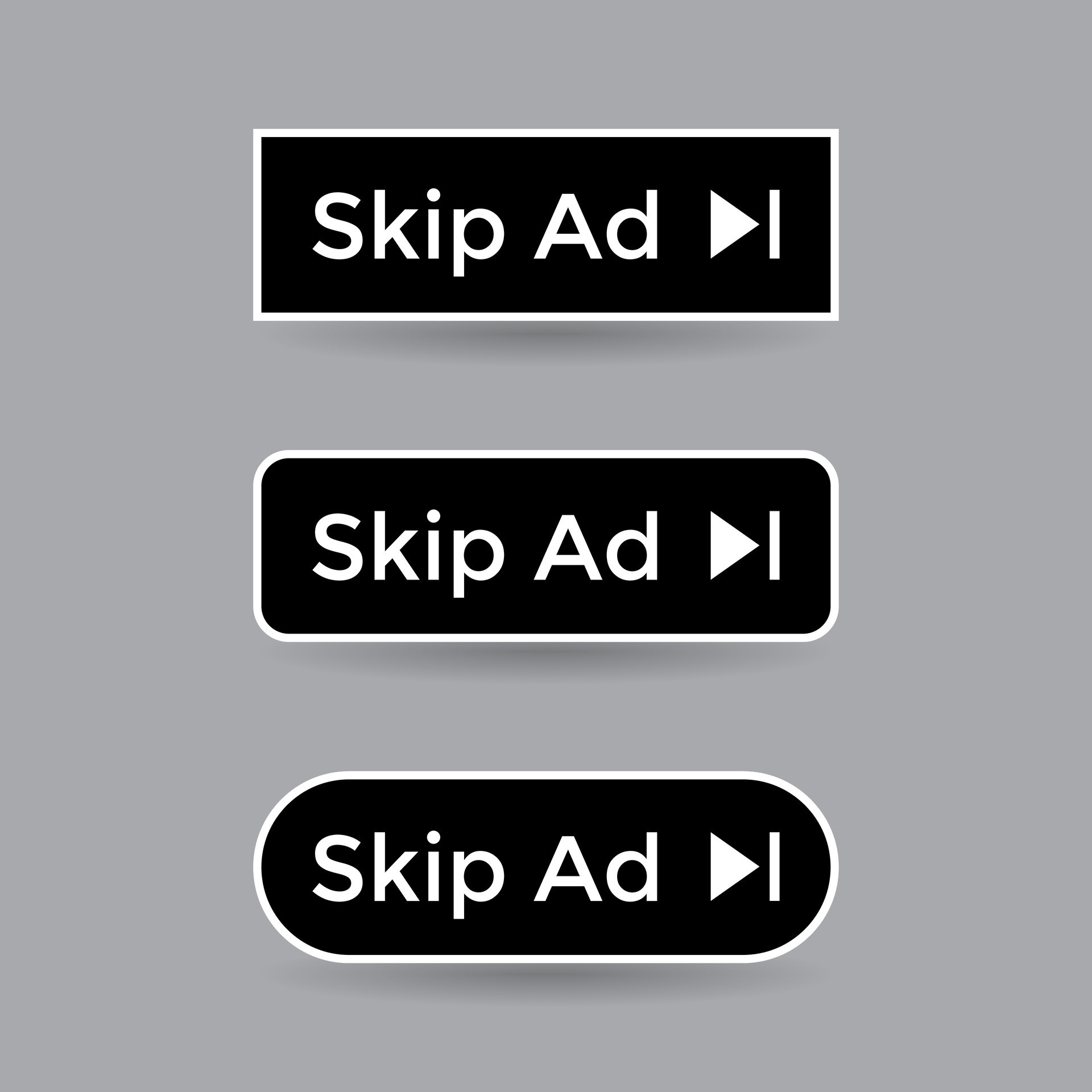 Skip ad button icon vector in flat style 34855996 Vector Art at Vecteezy