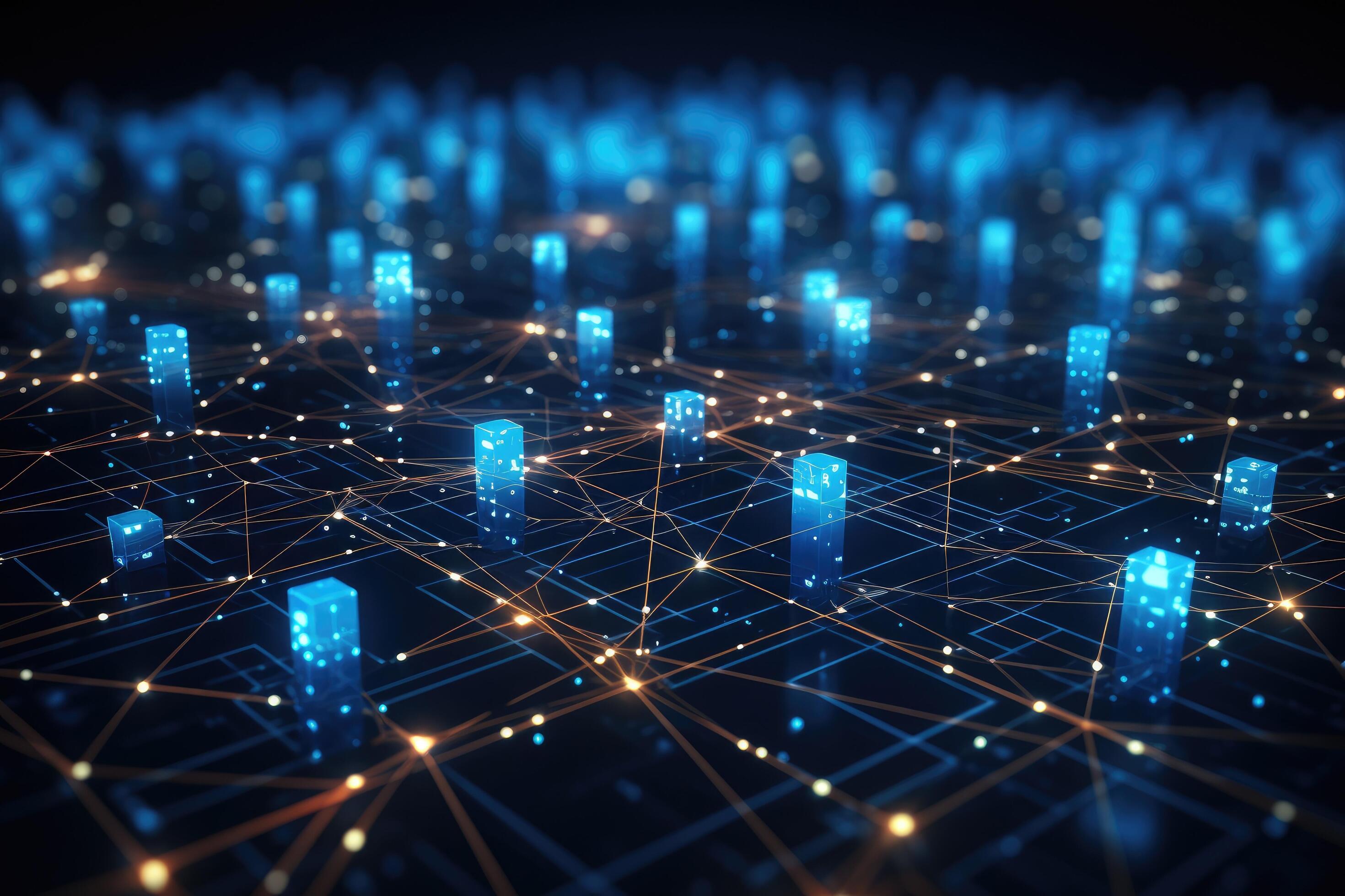 AI generated 3d rendering of technology background. Network concept. 3d illustration, Big data ...