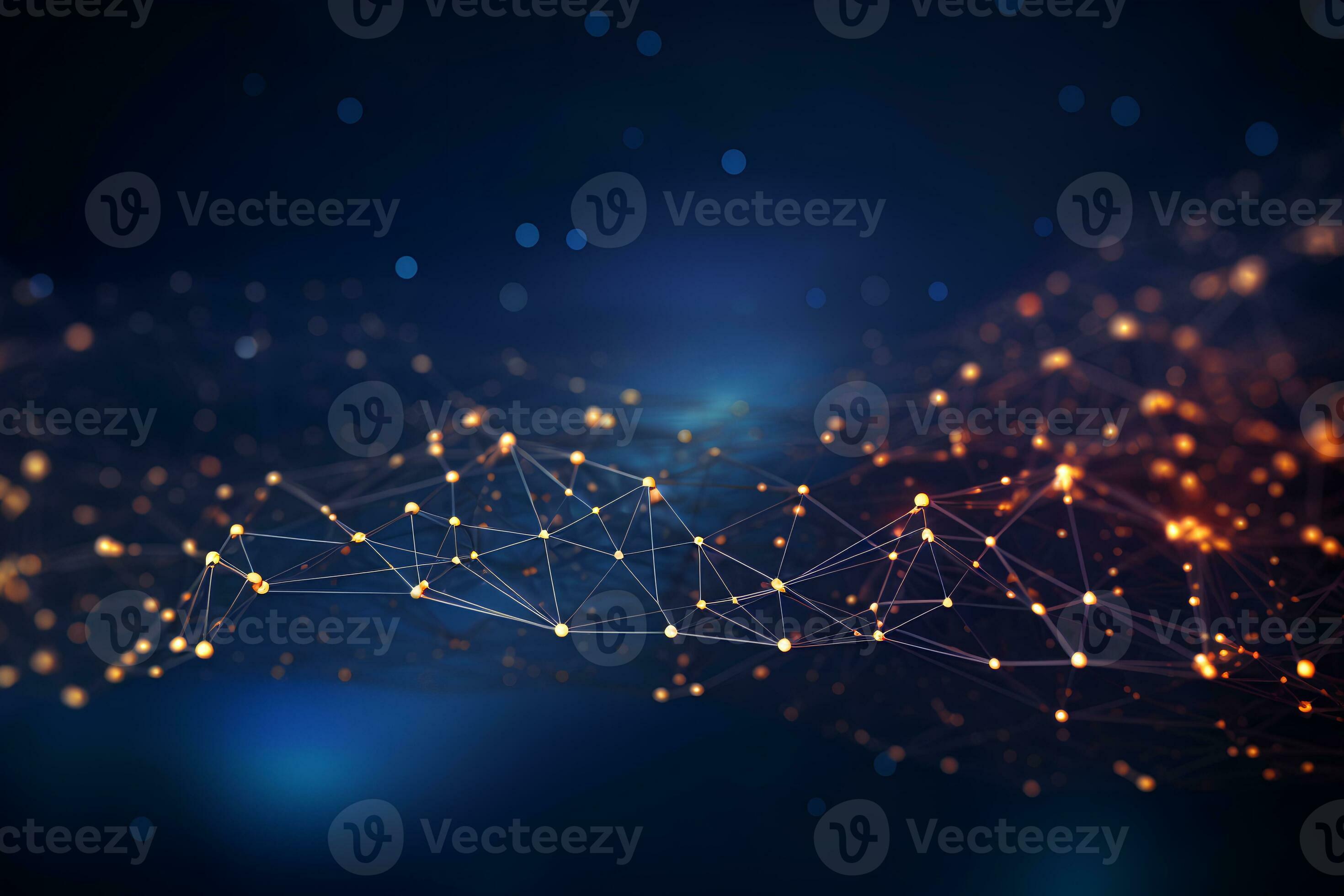 Technology abstract network with a cyber network grid and connected ...
