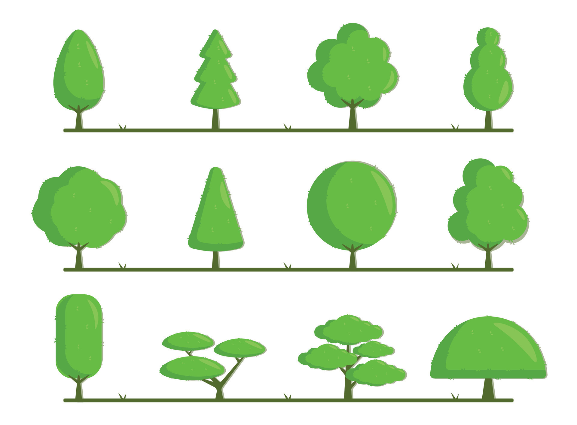 set of simple trees 34865648 Vector Art at Vecteezy