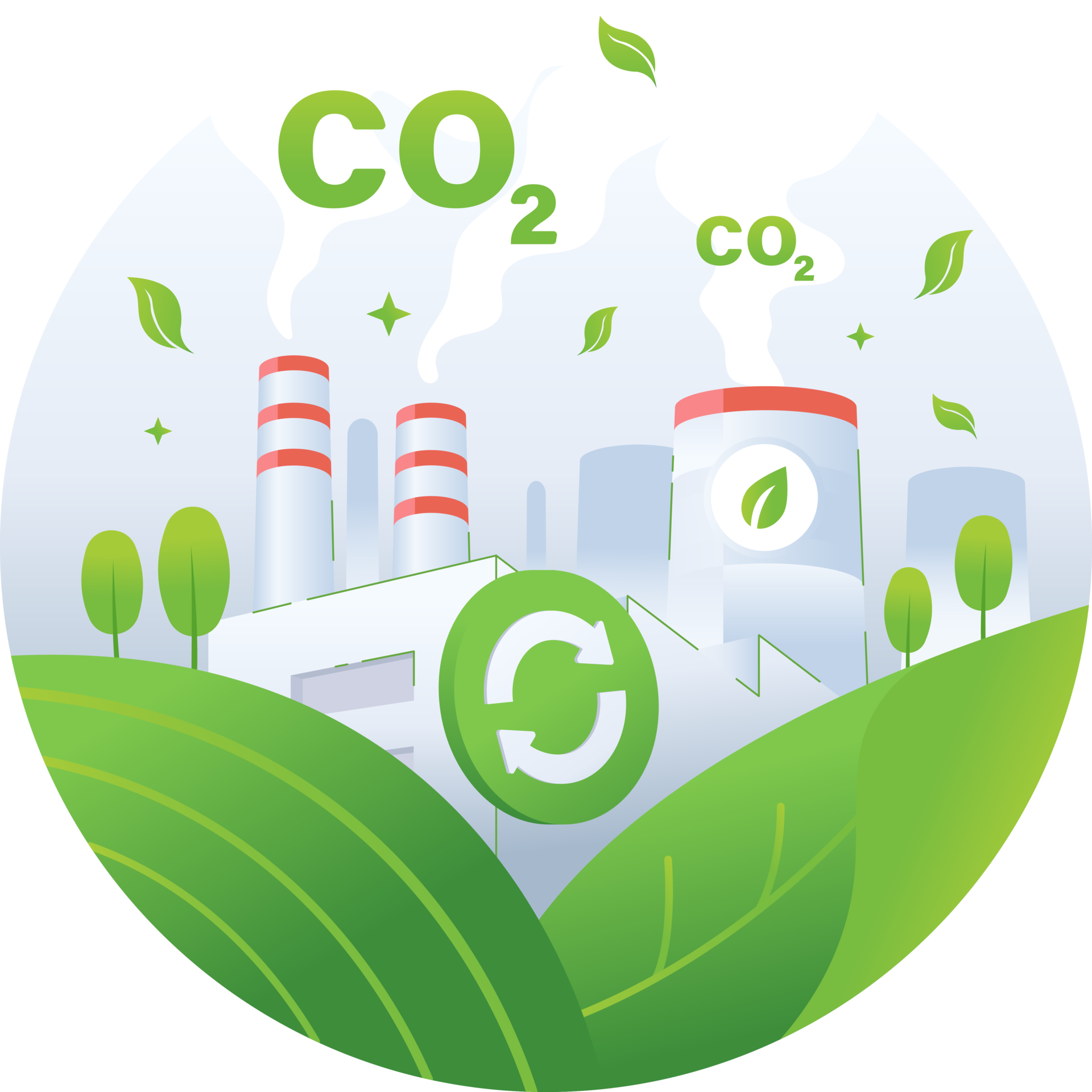 Carbon credit concept illustration, CO2 emission reduction from factory ... Carbon credit concept illustration, CO2 emission reduction from factory ...