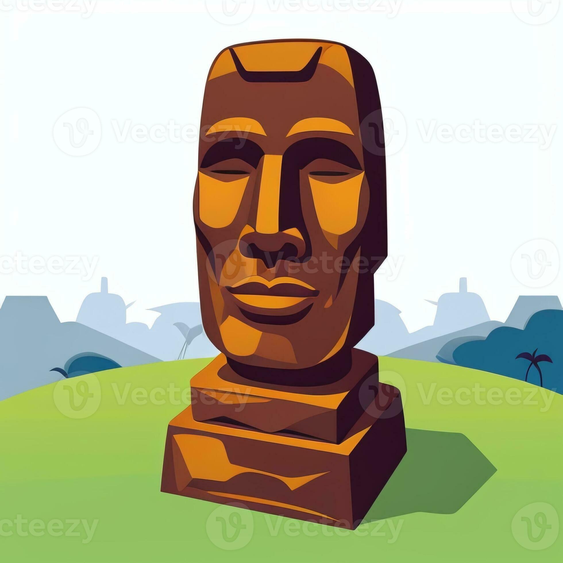 AI generated Moai Statue Stone Head Avatar Gamer Clip Art Sticker Decoration Simple Background ...