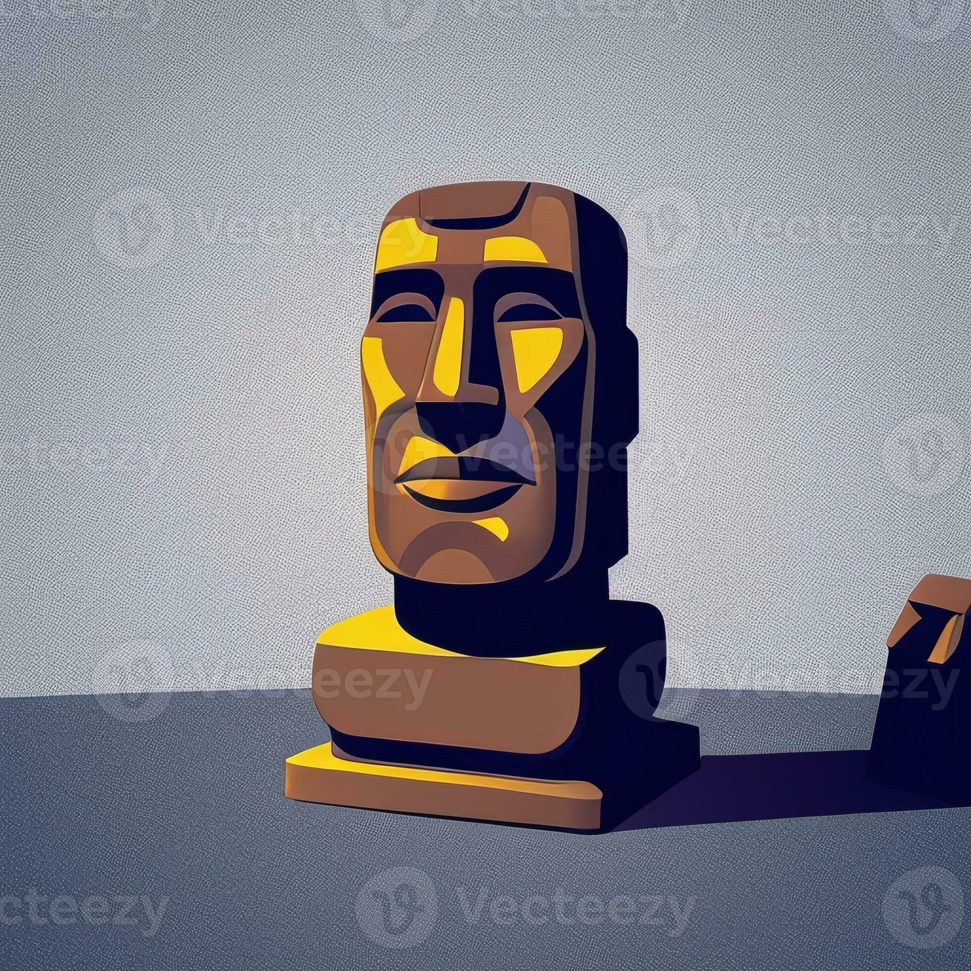 AI generated Moai Statue Stone Head Avatar Gamer Clip Art Sticker Decoration Simple Background ...