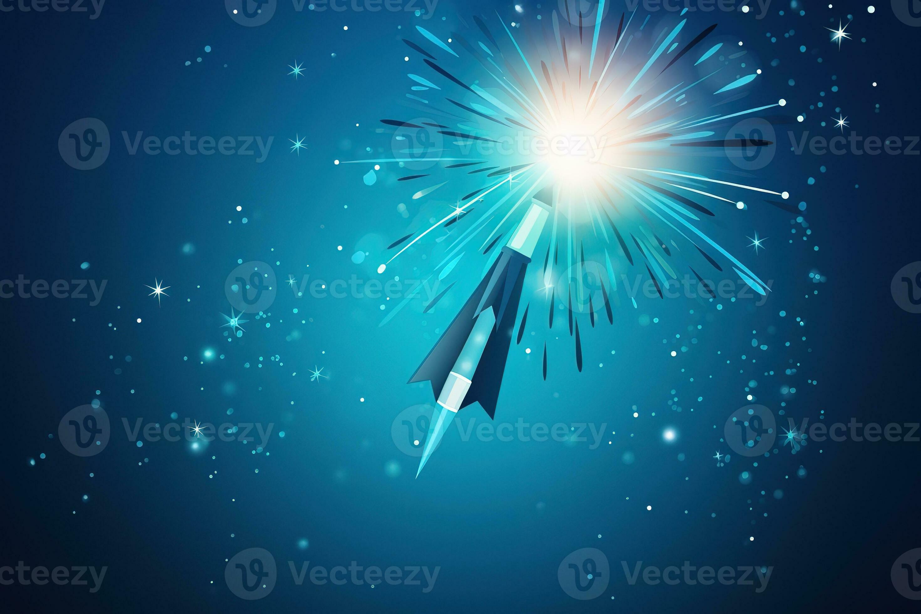 AI generated a blue background with a rocket and stars 34872886 Stock ...