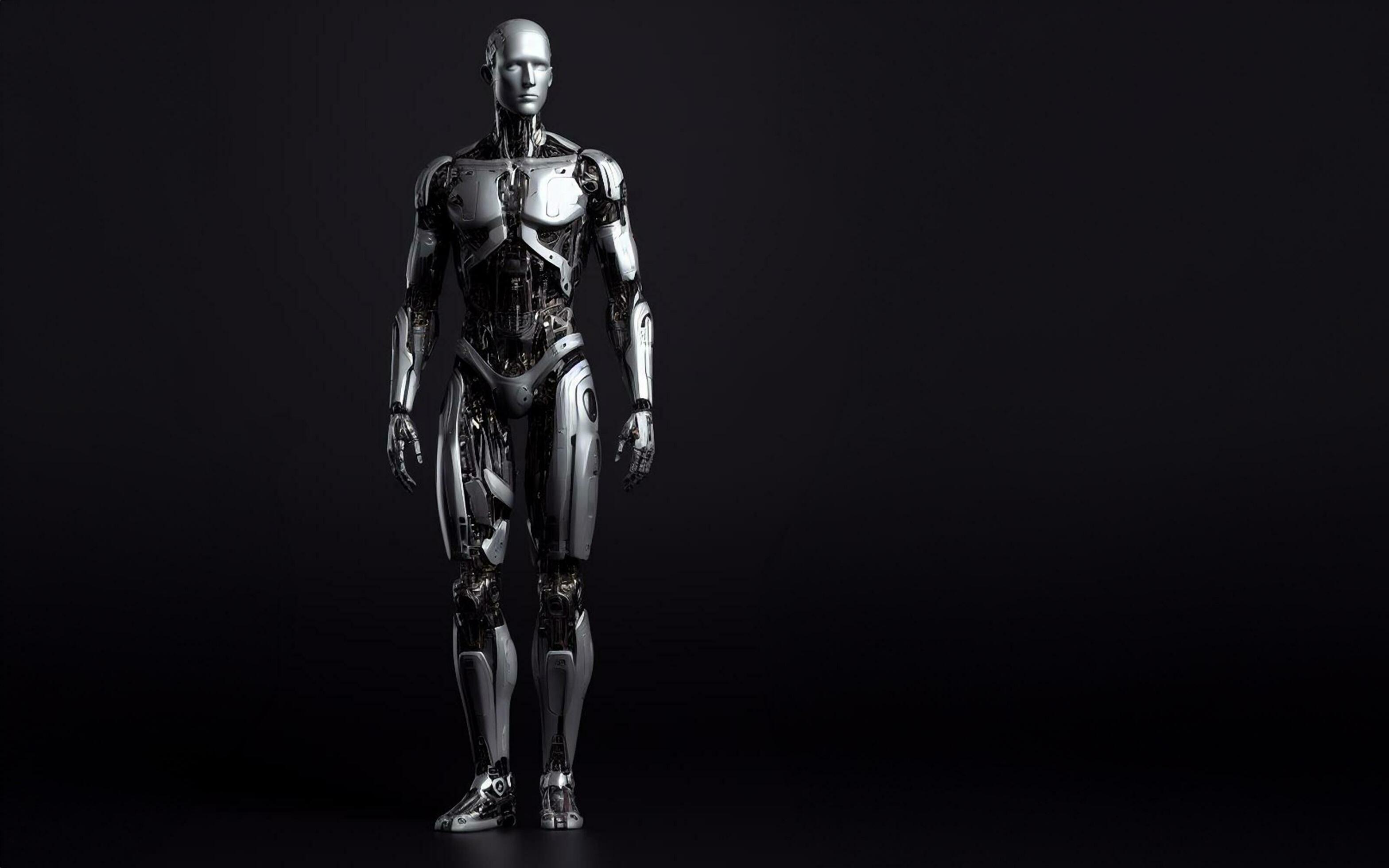 AI generated Robot standing full body modern technology of artificial intelligence AI robot ...