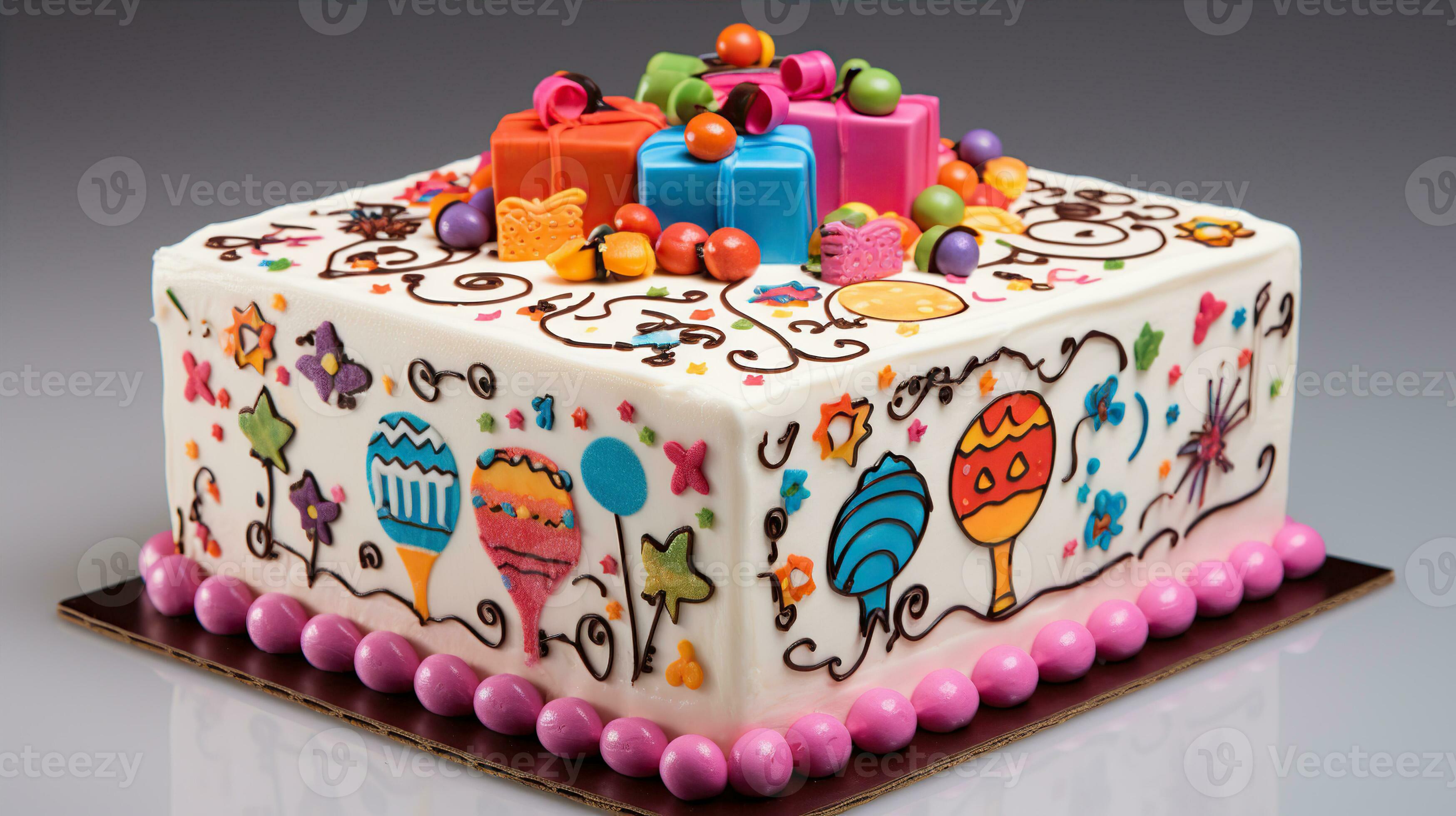 Ai Generated Birthday Cake With Colorful Candles Created With