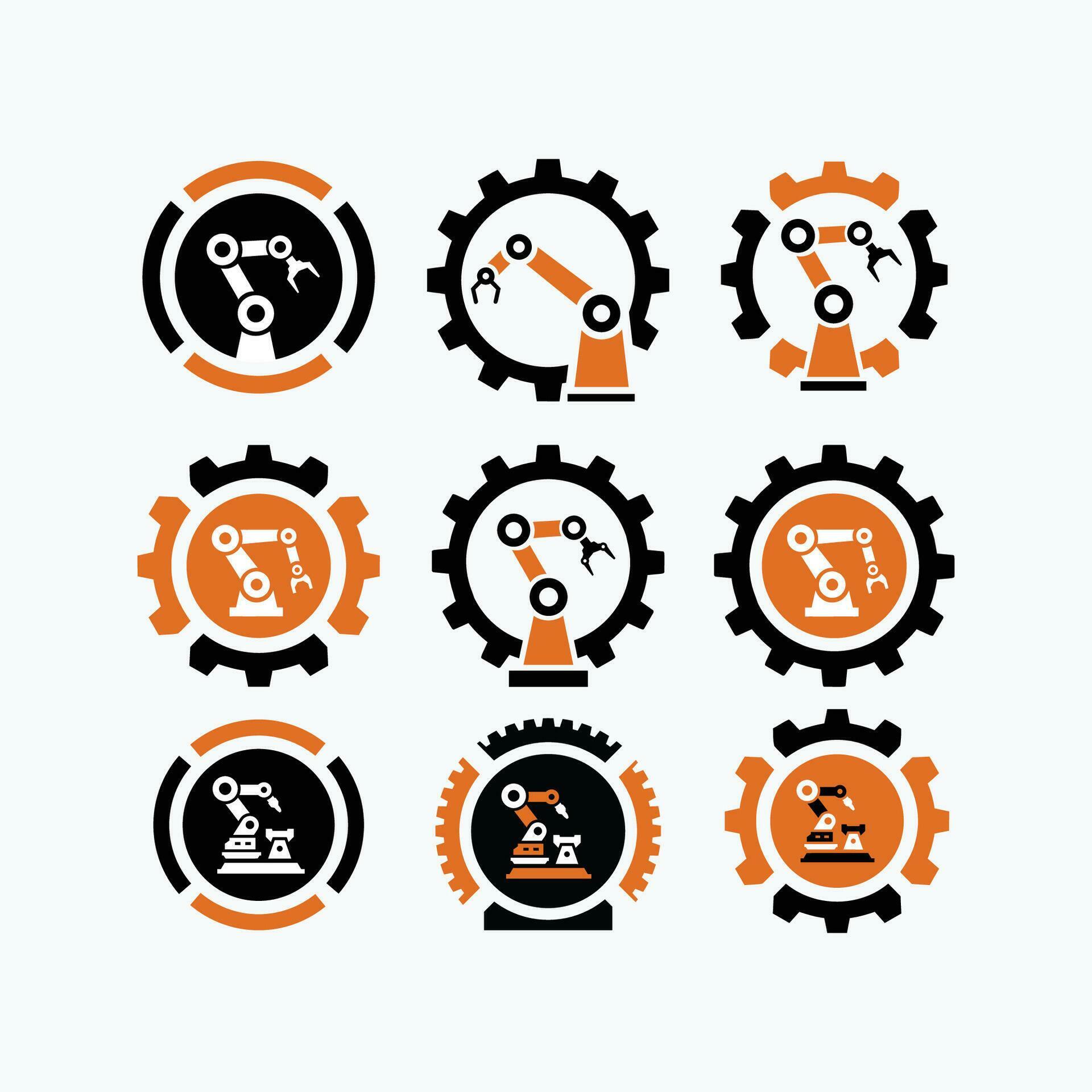 Robotic arm logo, robotics industrial robot logo design isolated vector ...