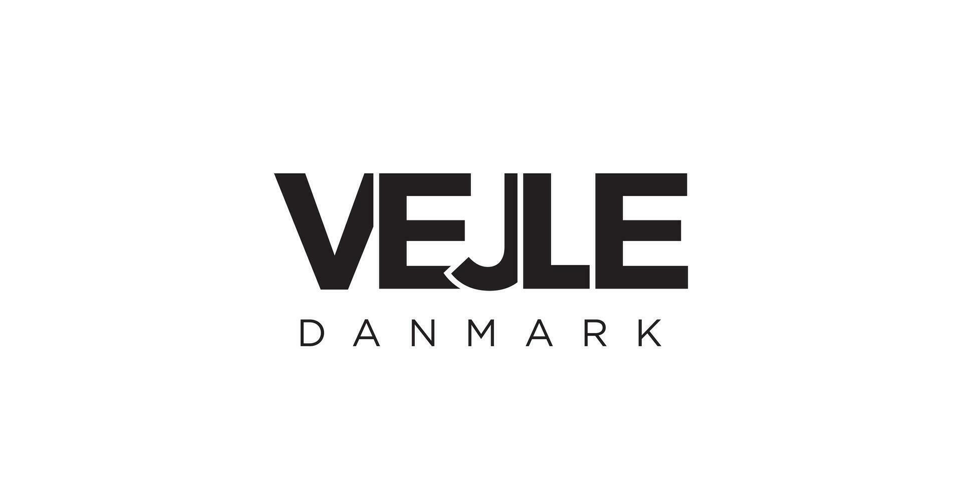 Vejle in the Denmark emblem. The design features a geometric style, vector illustration with ...