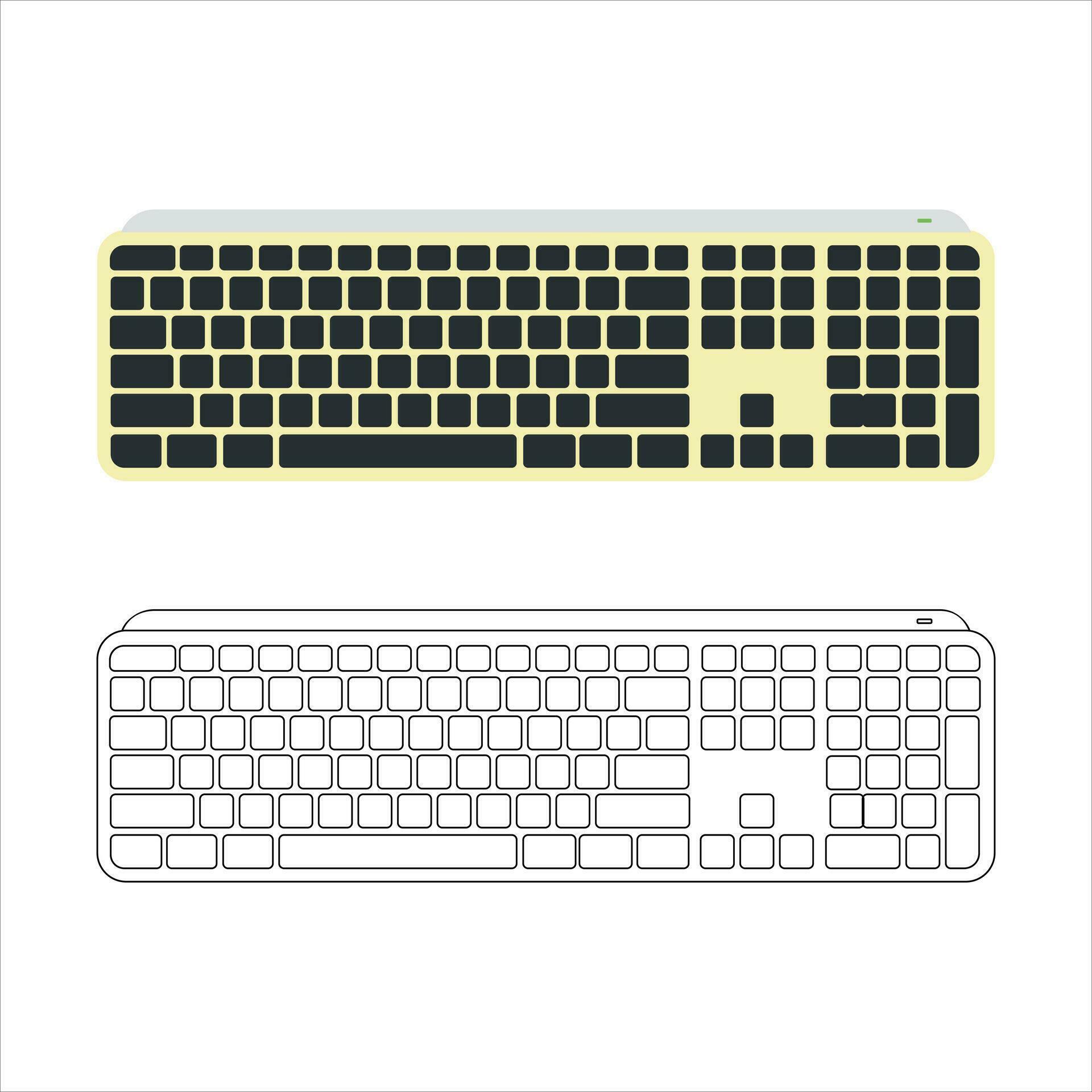 Computer Keyboard, Gaming Keyboard illustration vector, line art eps ...