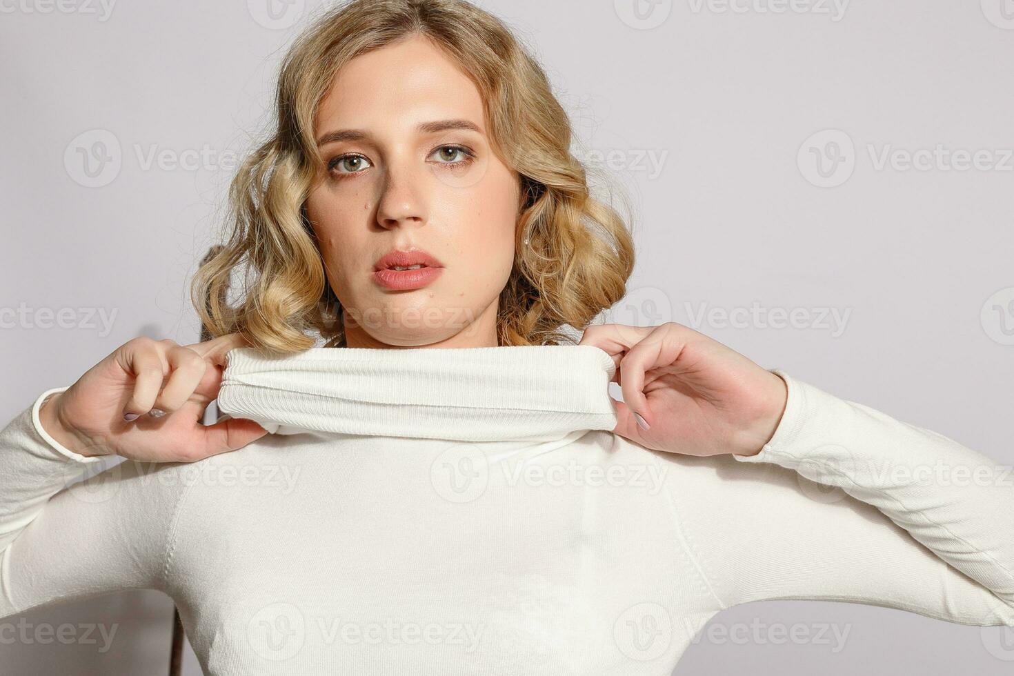 Portrait Of Beautiful Transgender Woman With Blond Hair 34889808 Stock