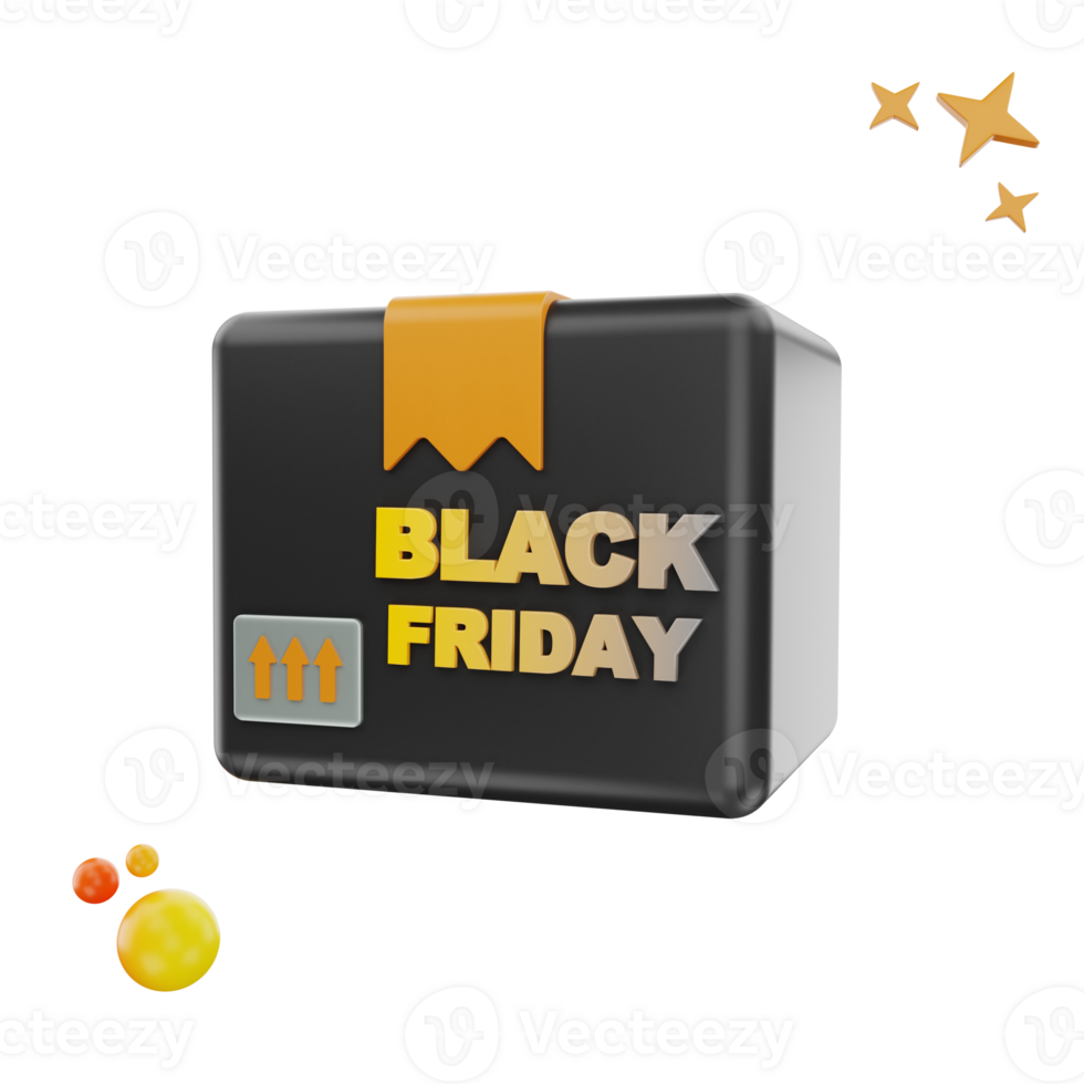 3d Rendering Black Friday Package Icon Object 34889862 Png