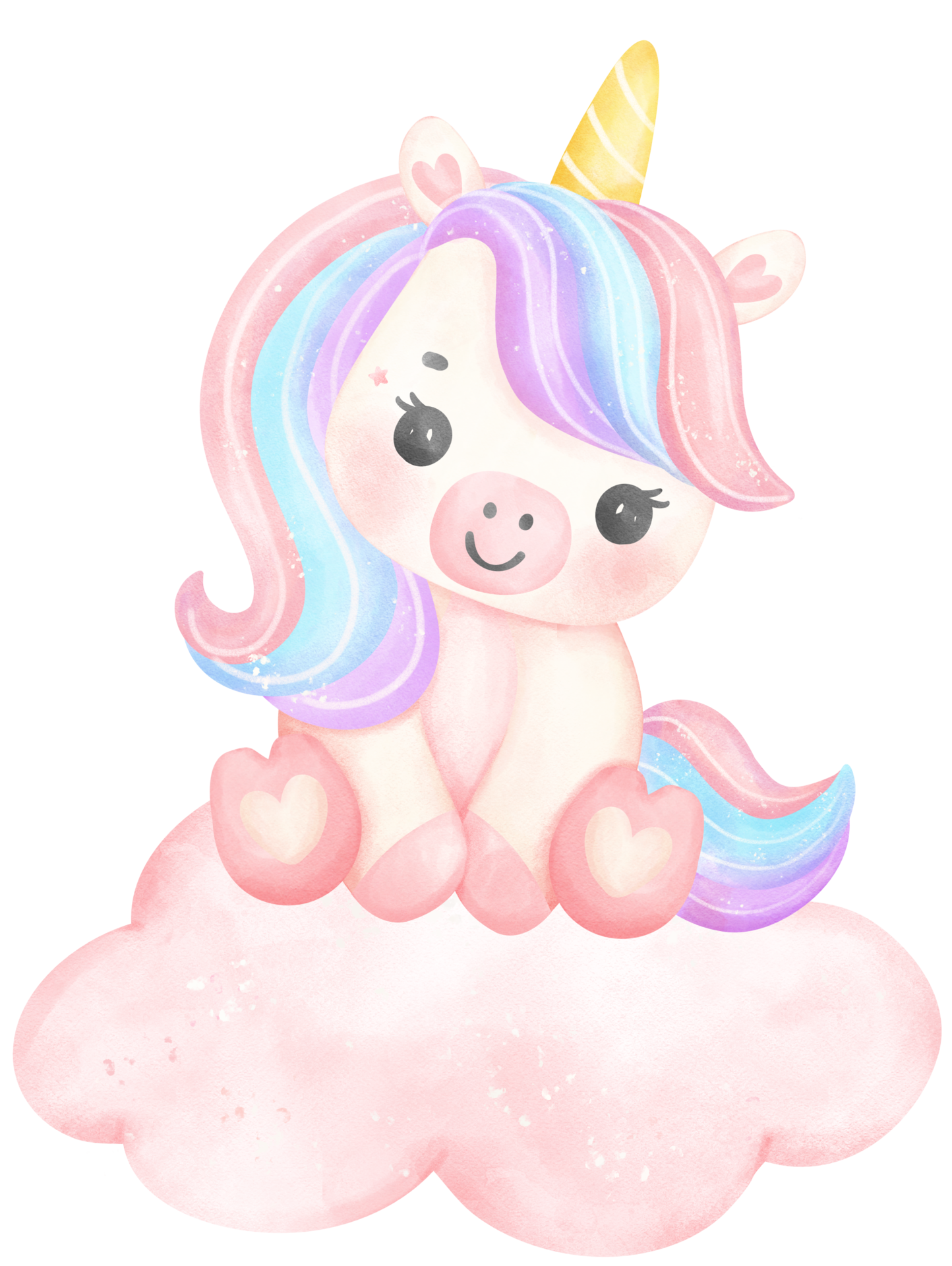 Cute Baby Unicorn sleeping on cloud watercolor cartoon illustration ... Cute Baby Unicorn sleeping on cloud watercolor cartoon illustration ...