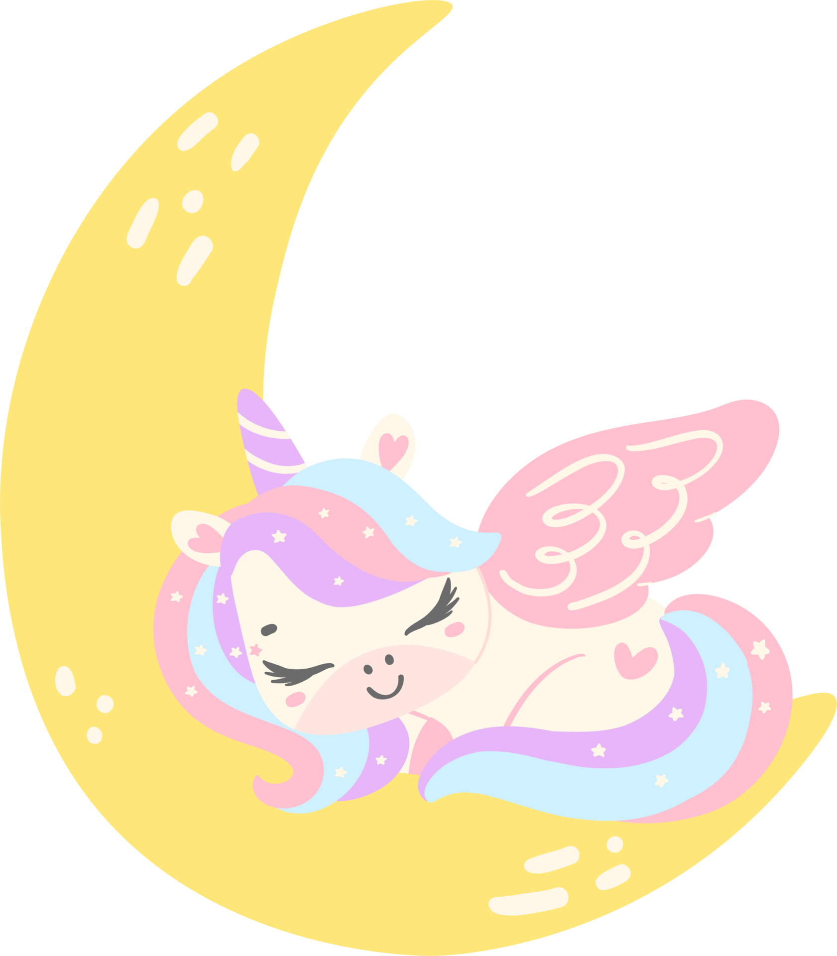 Cute Baby Unicorn sleeping on crescent cartoon illustration 34889947 PNG Cute Baby Unicorn sleeping on crescent cartoon illustration 34889947 PNG