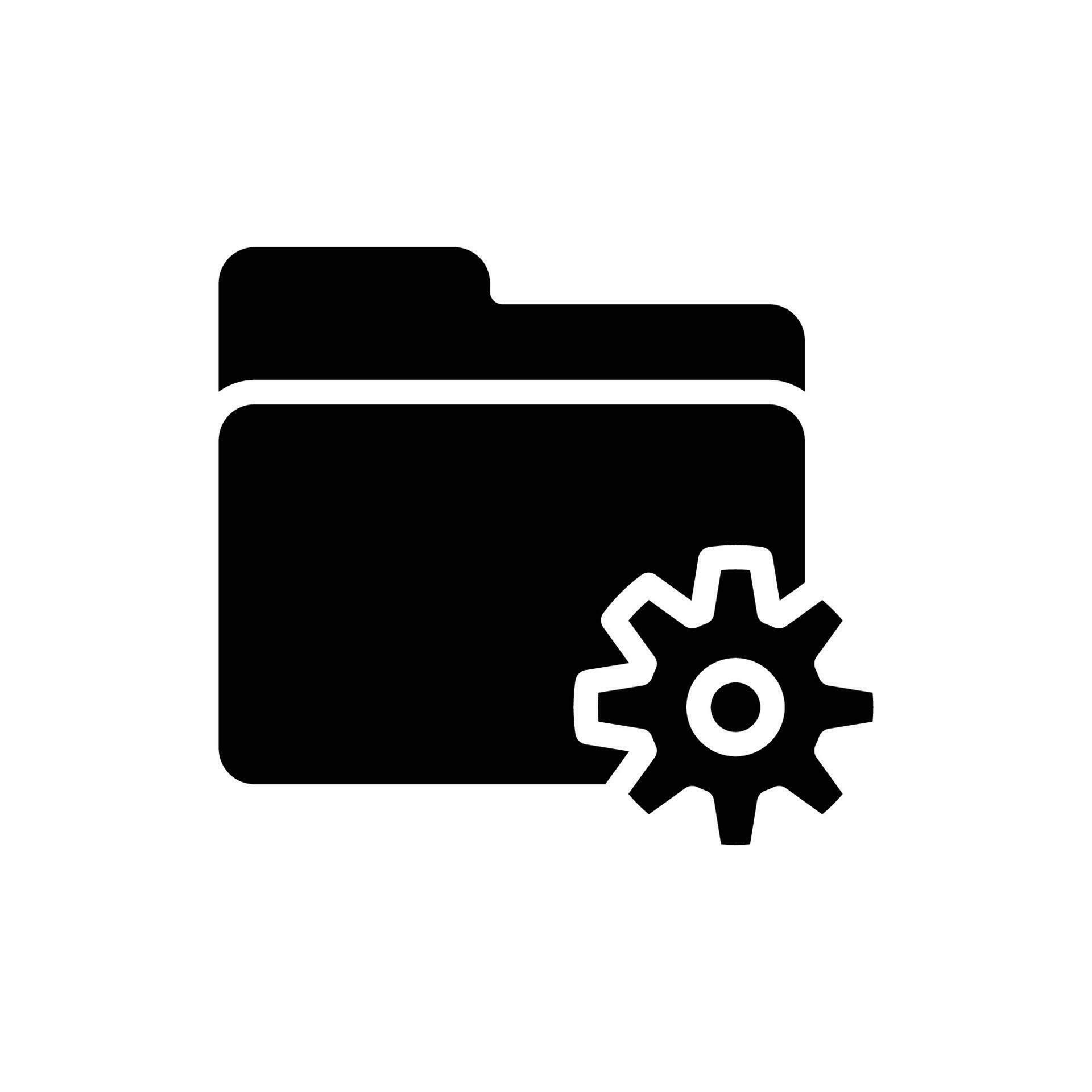 Data management icon. Simple solid style. Document, file, folder, record, digital database ...