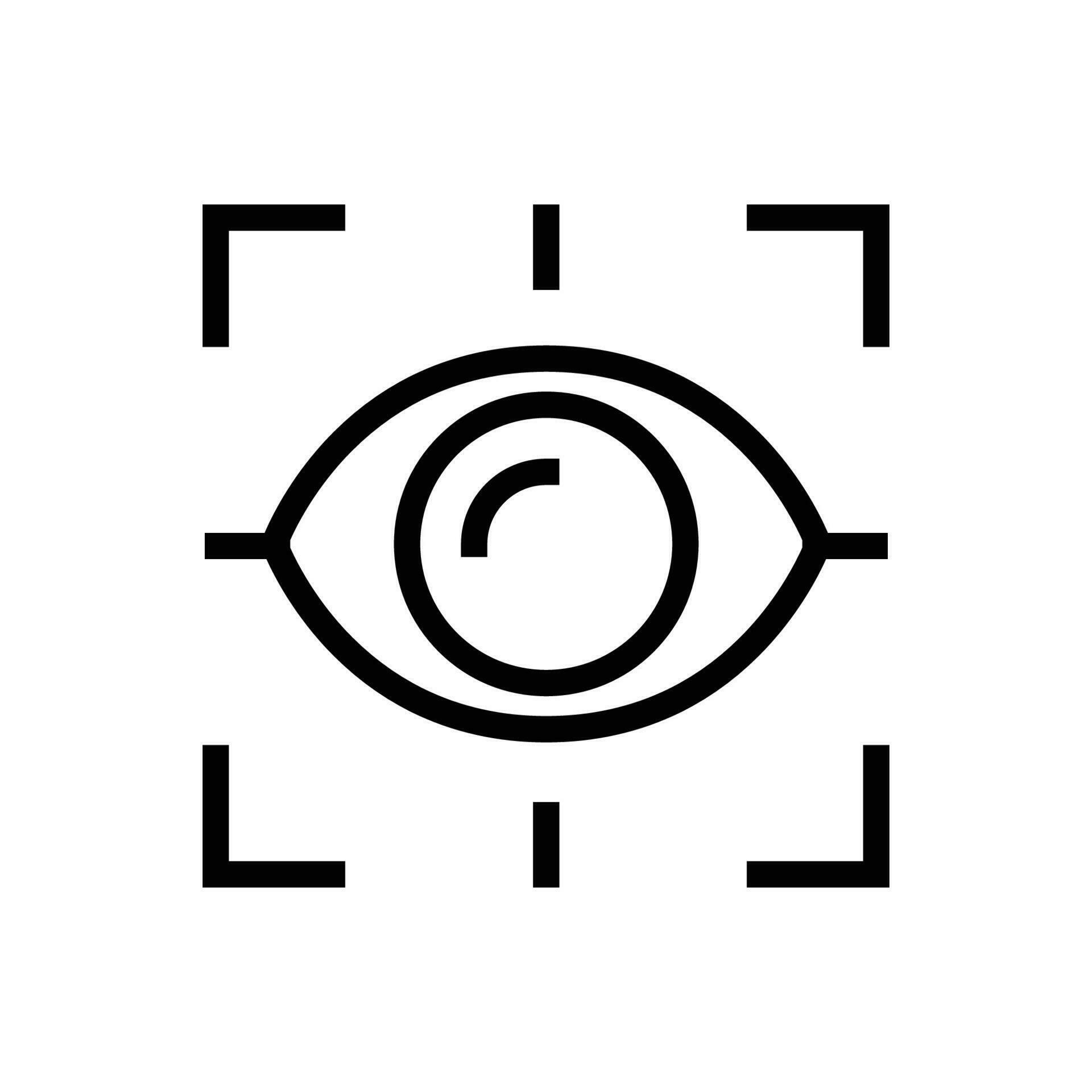Eye scan icon. Simple outline style. Visual identity, focus, view, vision, future tech, eye with ...