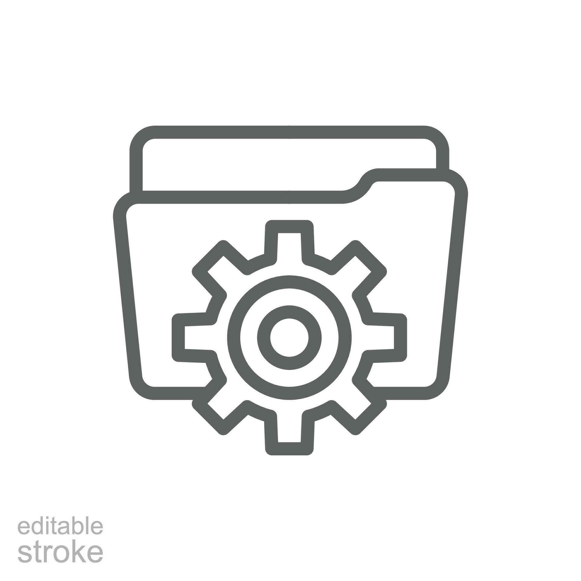Data management icon. Simple outline style. Document, file, folder, record, digital database ...