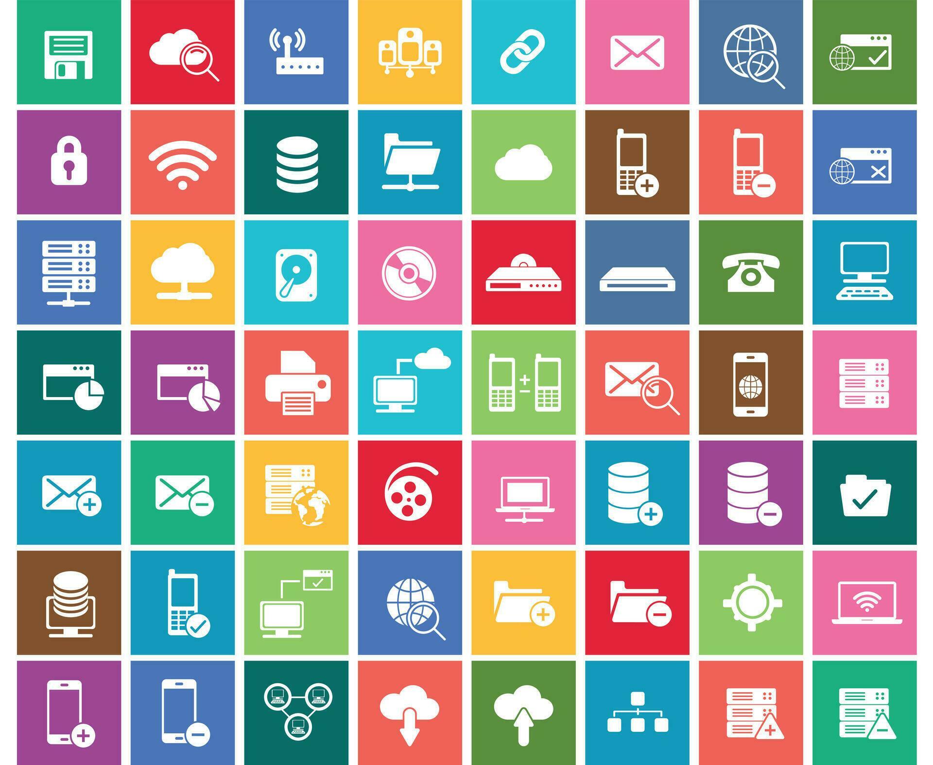 Social network, data analytic, mobile and web application icon set ...