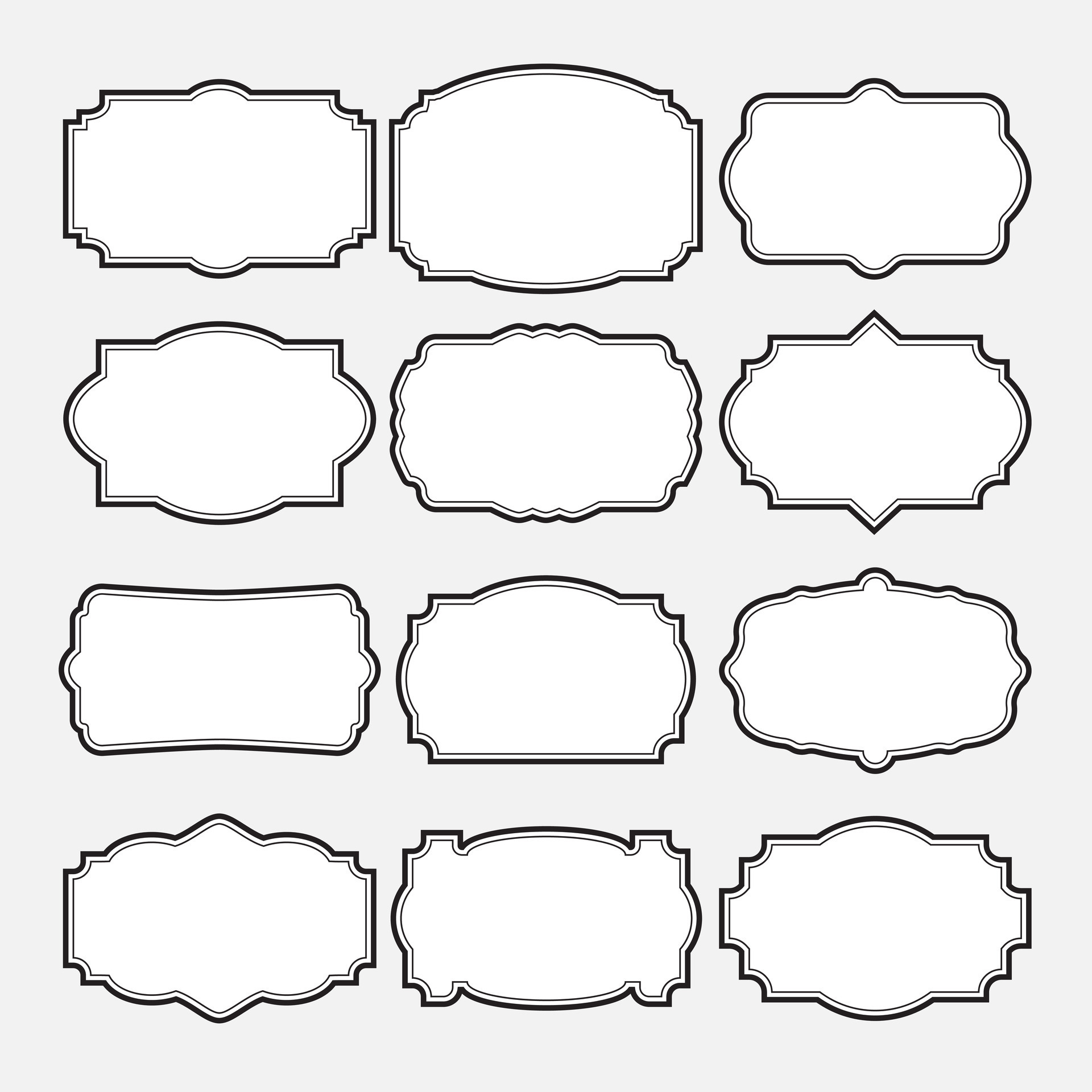 Set of 12 vintage vector frames 34903267 Vector Art at Vecteezy