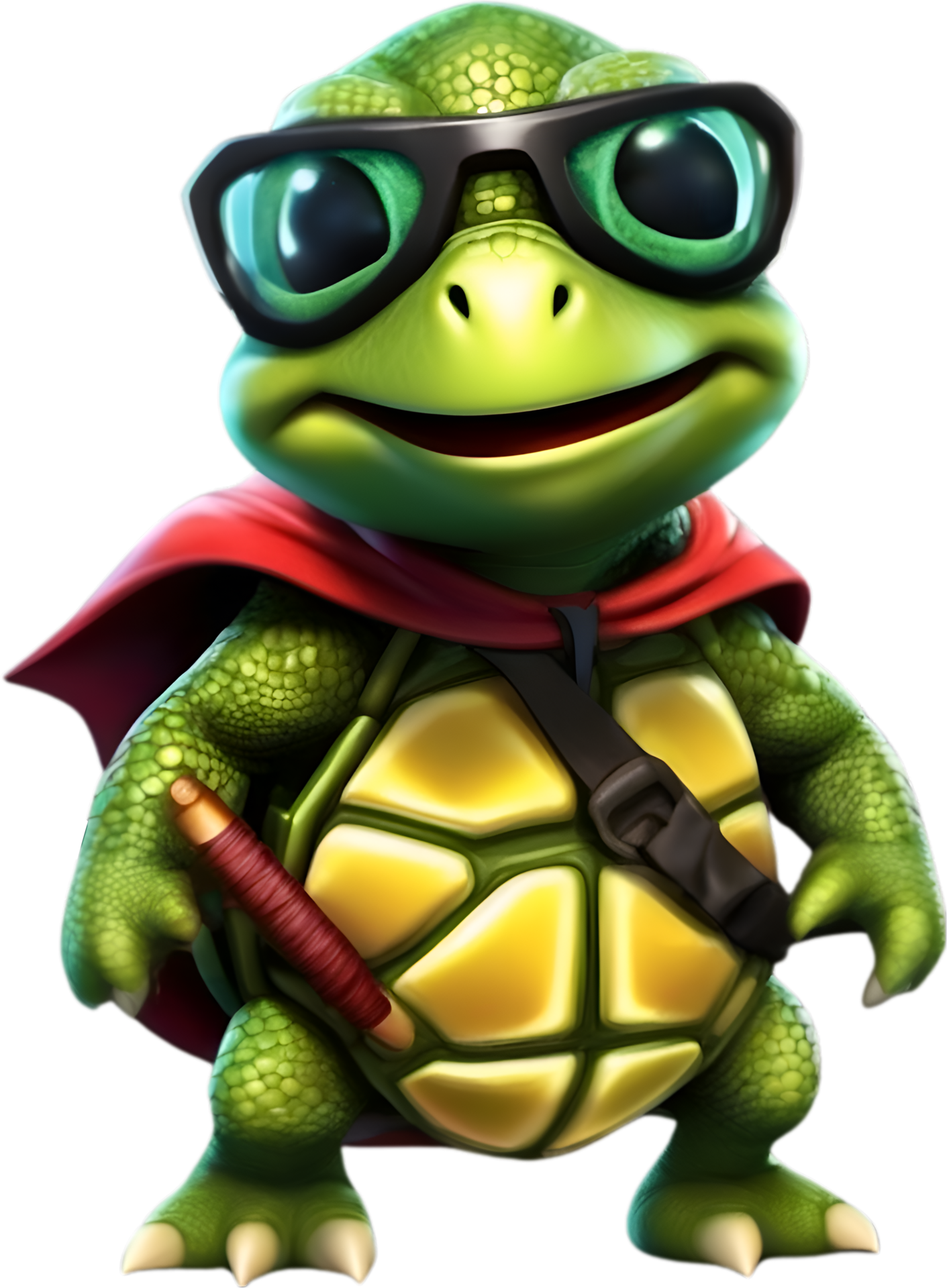 Ai Generated Cute Turtle In A Cartoon Character Ai Generated 34904236 Png