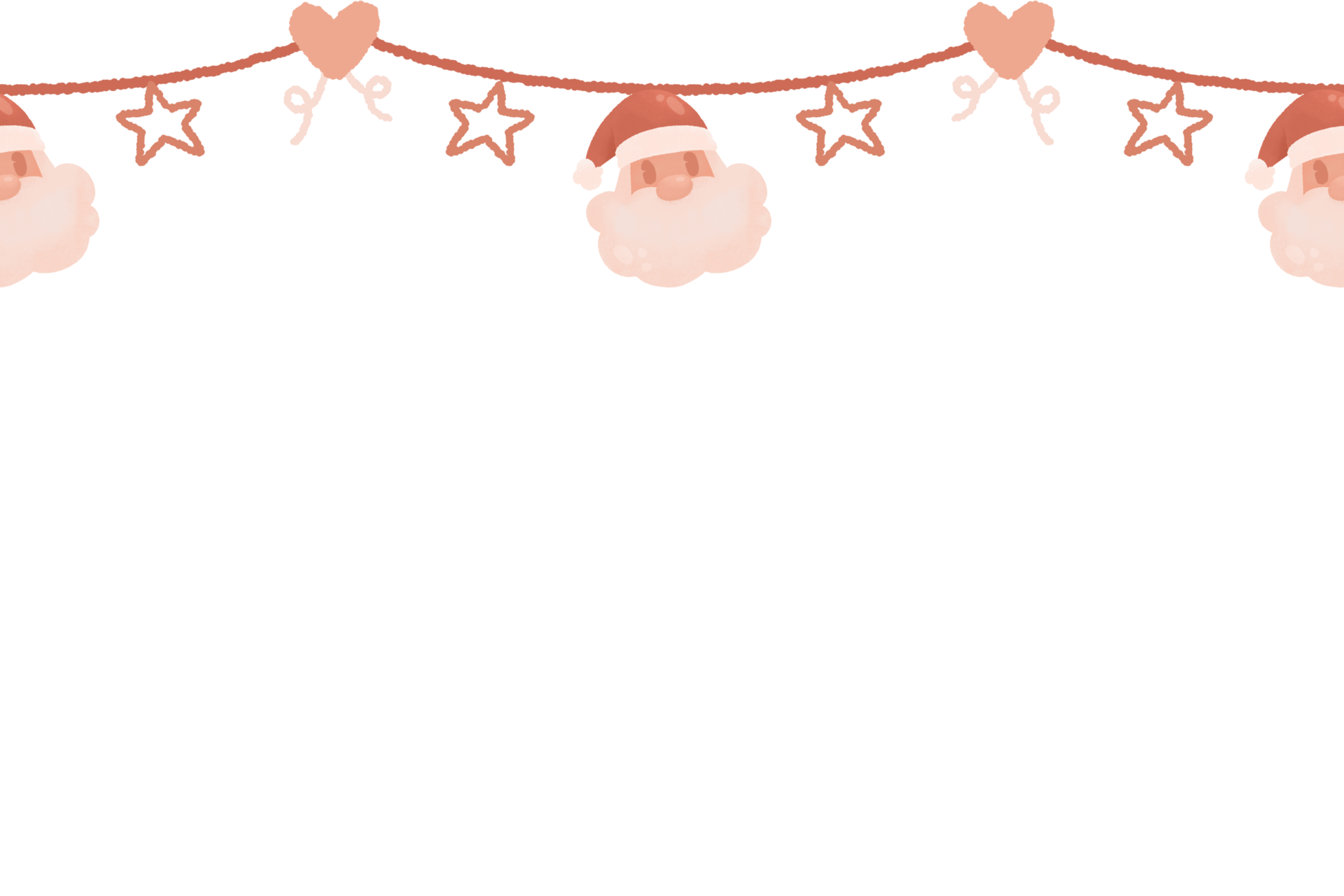 Watercolor cute pink Christmas santa ribbon Ornament star Hanging Element doodle Border Xmas ...