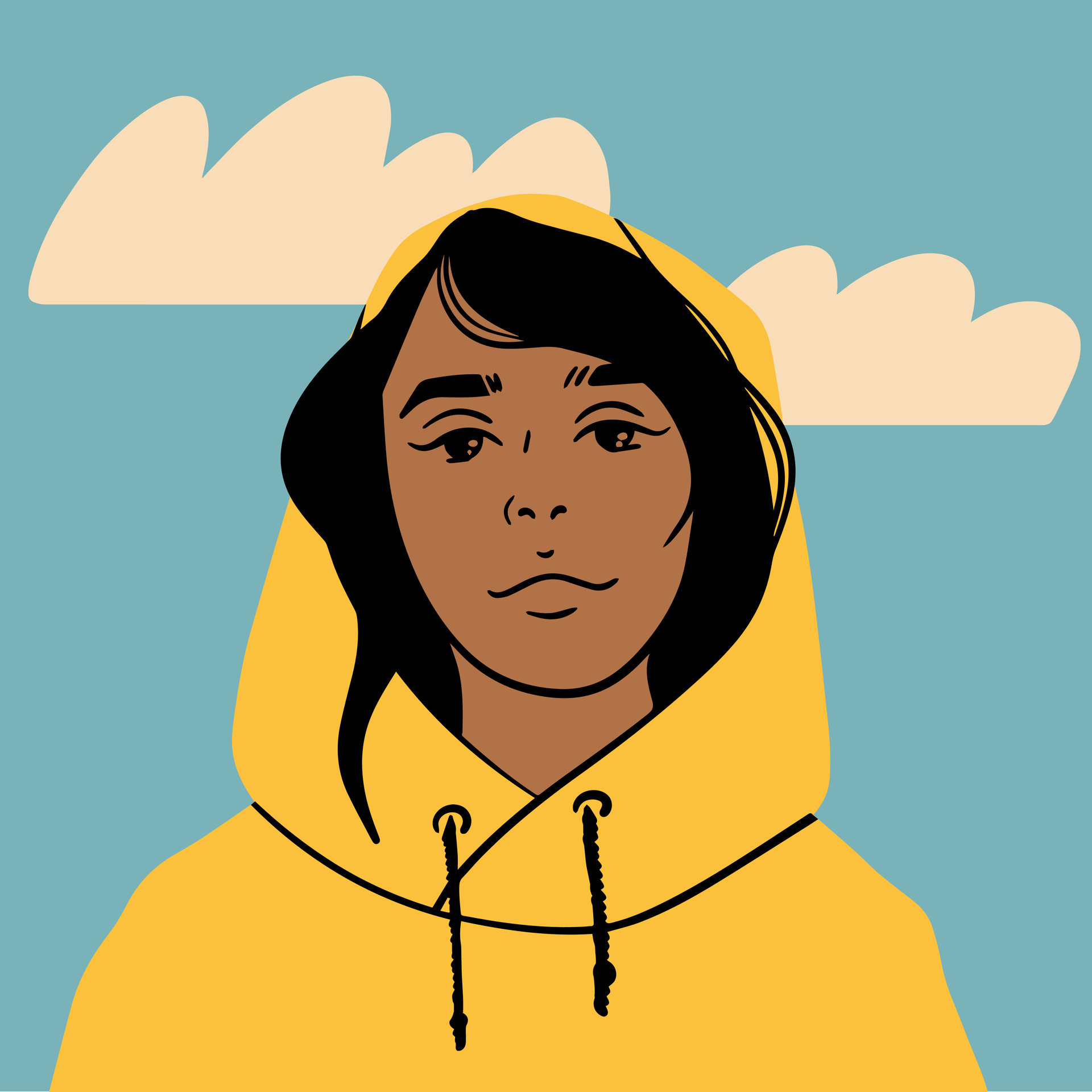 Portrait Of Teenage Girl Women Cute Characters Cartoon Style Social Network Avatar Template
