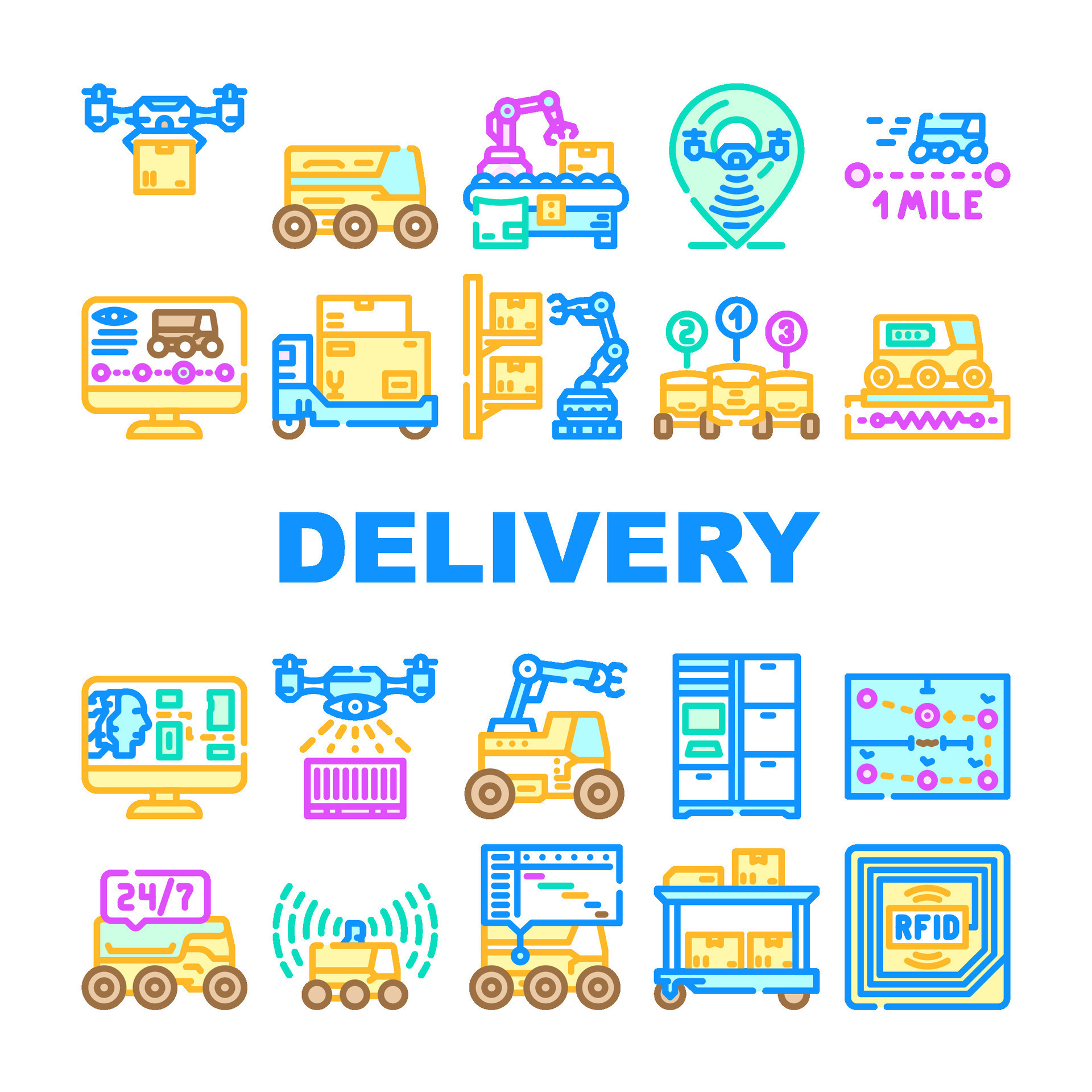 autonomous robot delivery icons set vector 34913475 Vector Art at Vecteezy autonomous robot delivery icons set vector 34913475 Vector Art at Vecteezy