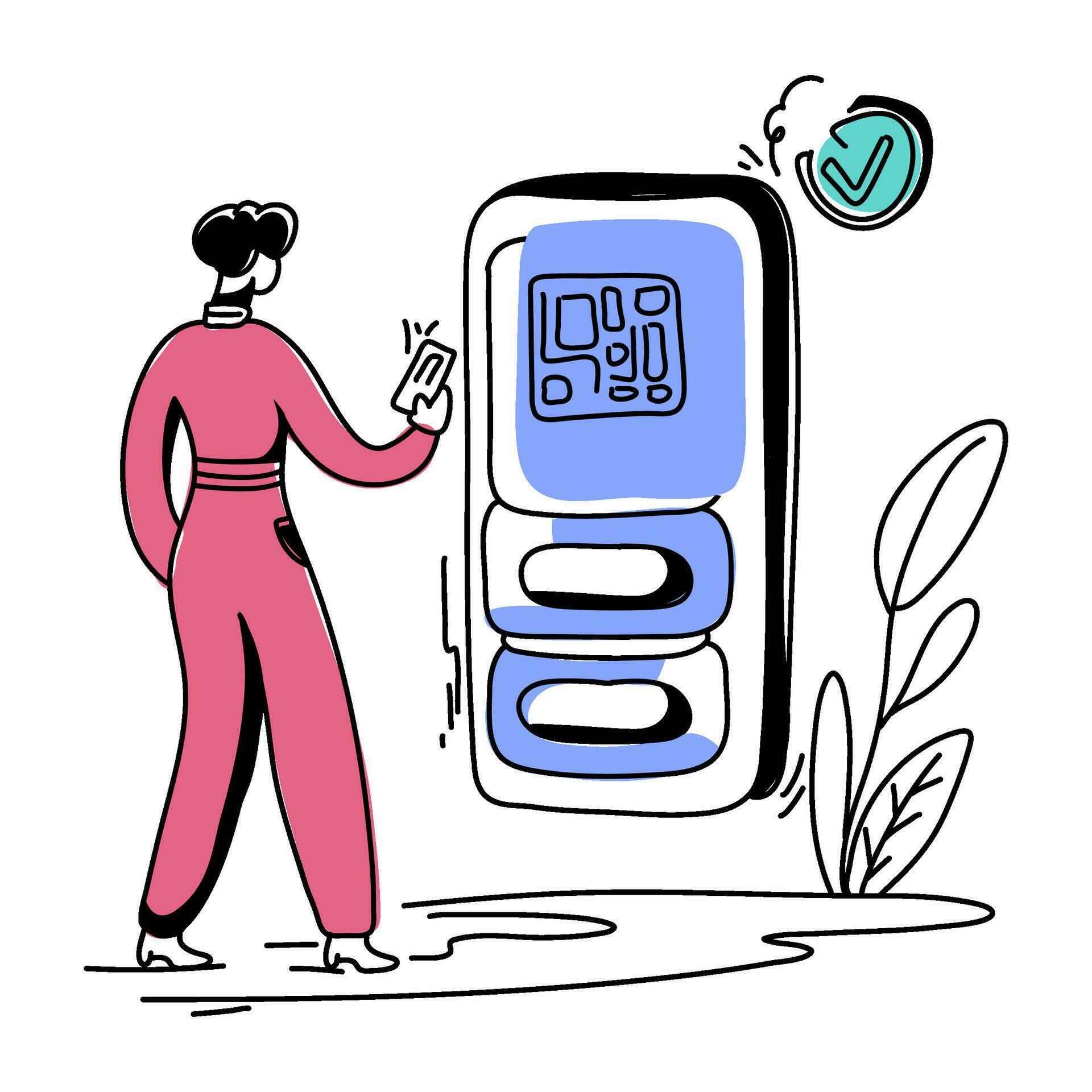 QR code payment flat illustration in this graphic. technique is ...