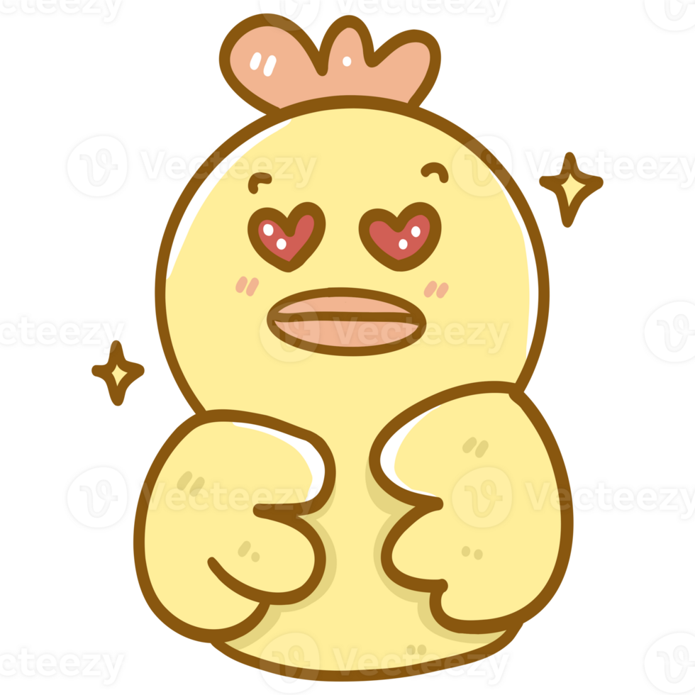 Cute Yellow Chicken Cartoon Character 34916524 Png
